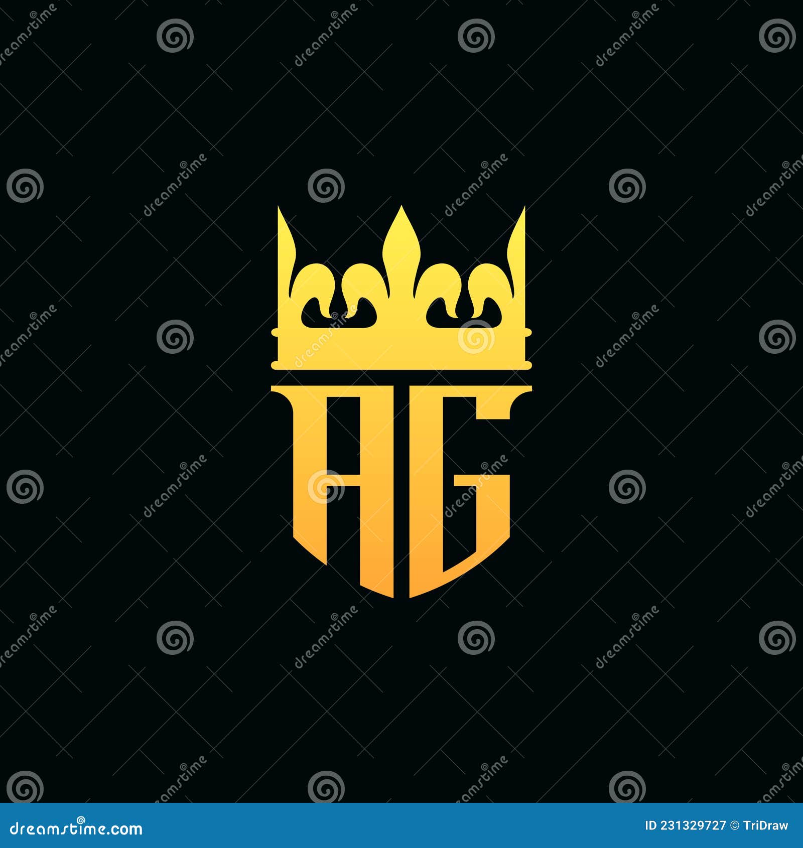 Initial Letters AG Logo Monogram Emblem Style with Crown Stock Vector ...