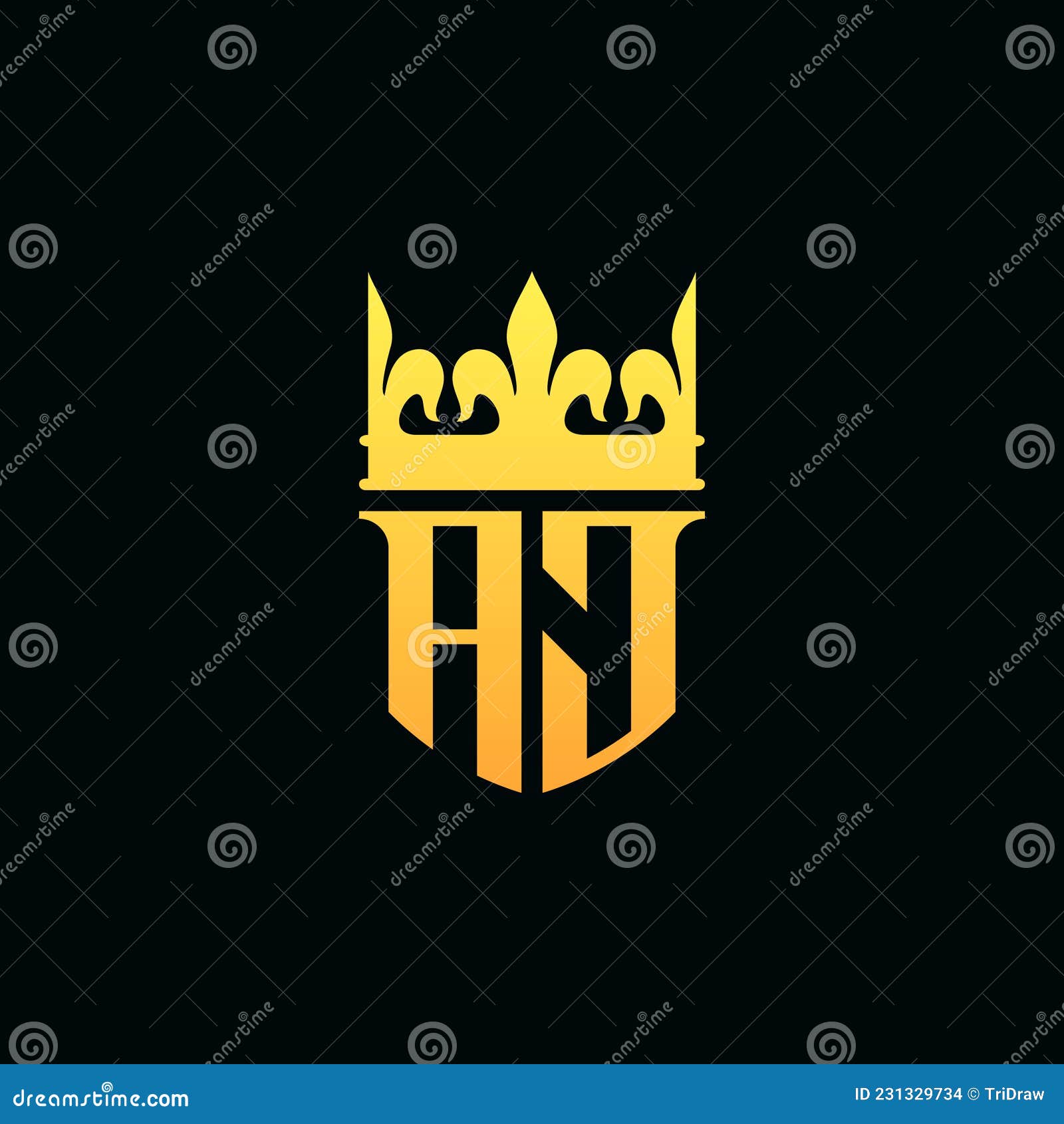 Initial Letters AJ Logo Monogram Emblem Style with Crown Stock Vector ...