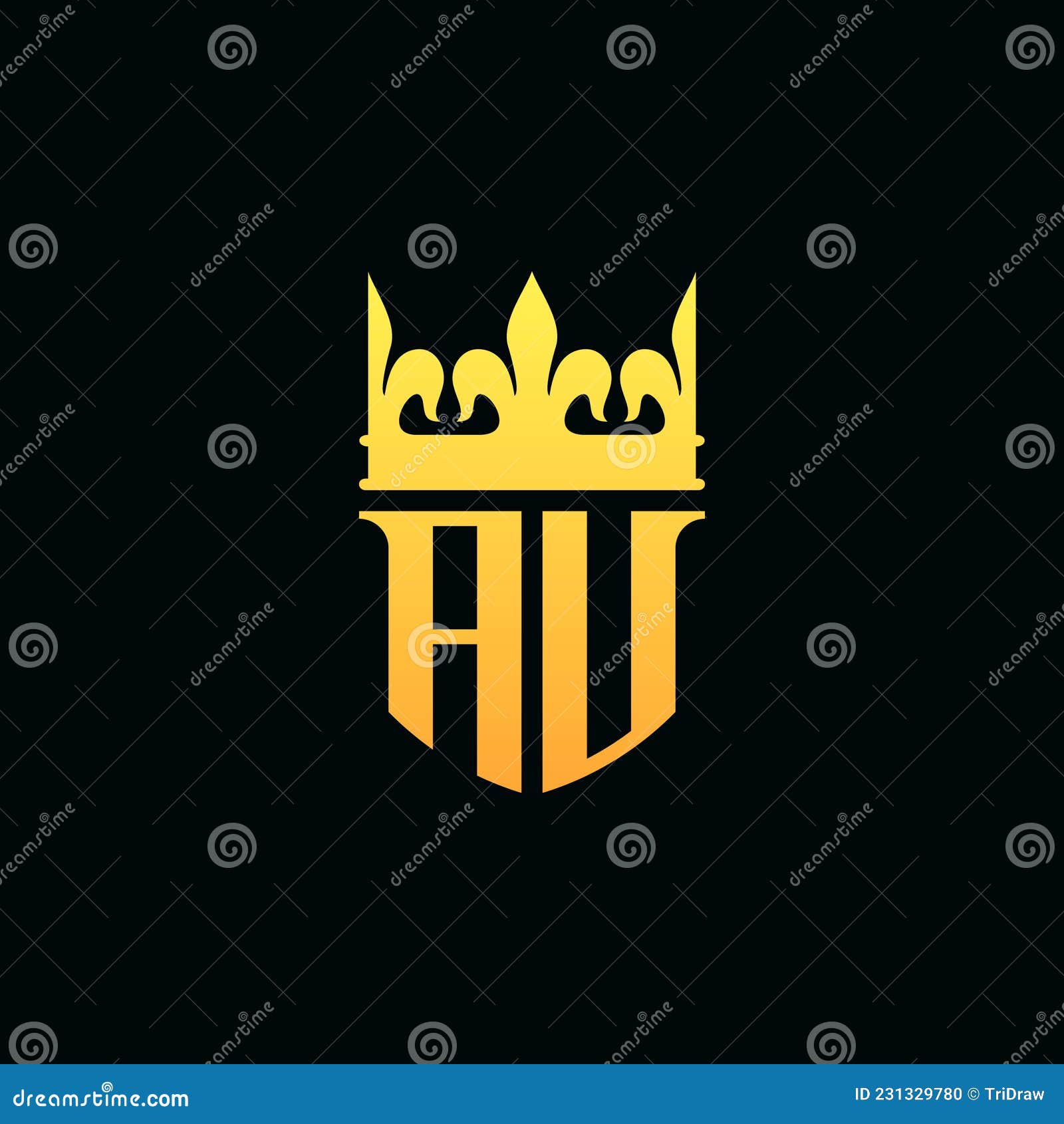 Initial Letters AU Logo Monogram Emblem Style with Crown Stock Vector ...