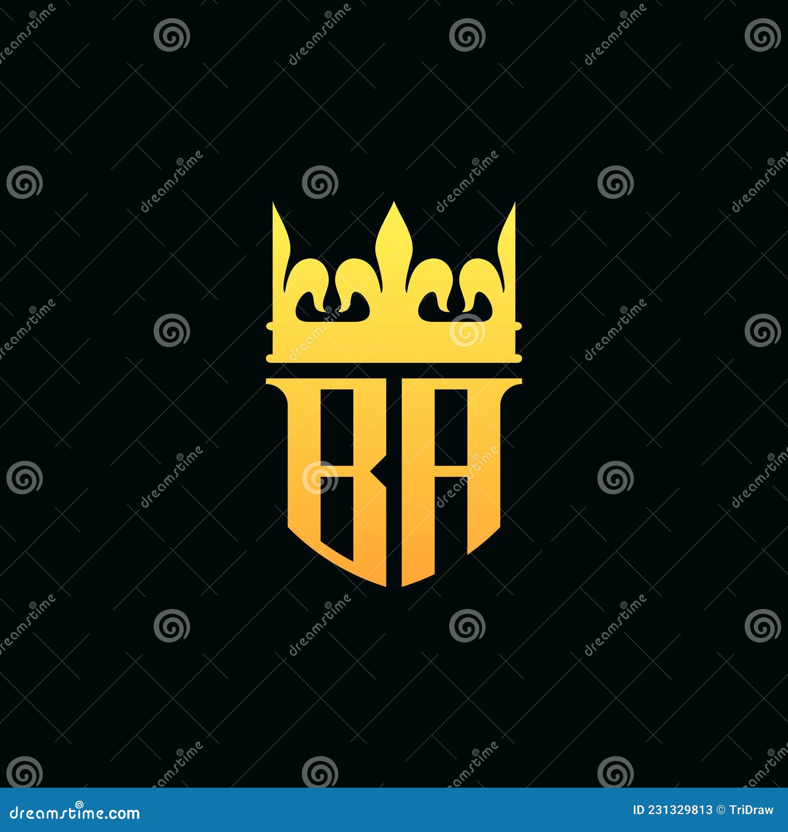 Initial Letters BA Logo Monogram Emblem Style with Crown Stock Vector ...