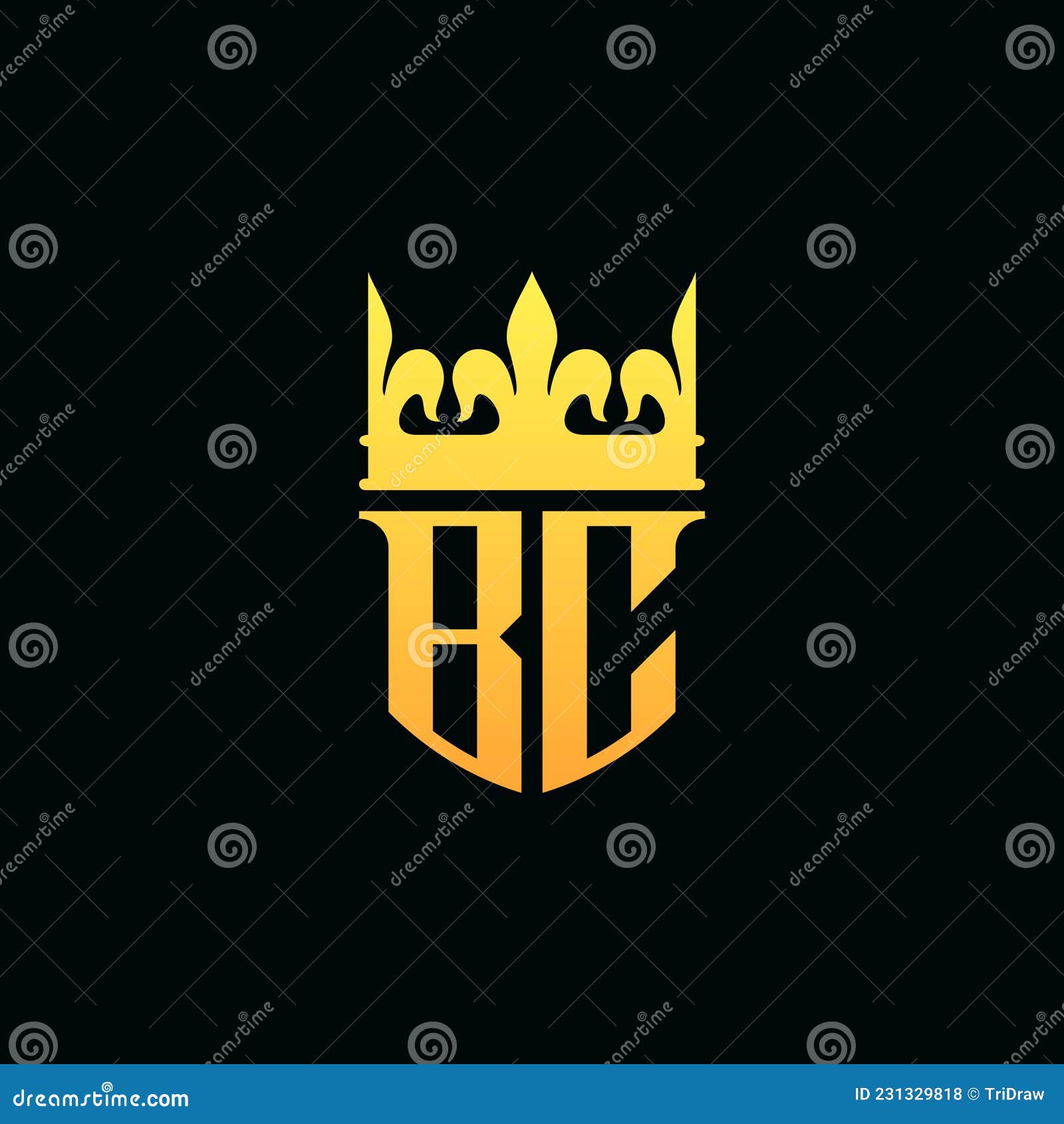 Initial Letters BC Logo Monogram Emblem Style with Crown Stock Vector ...