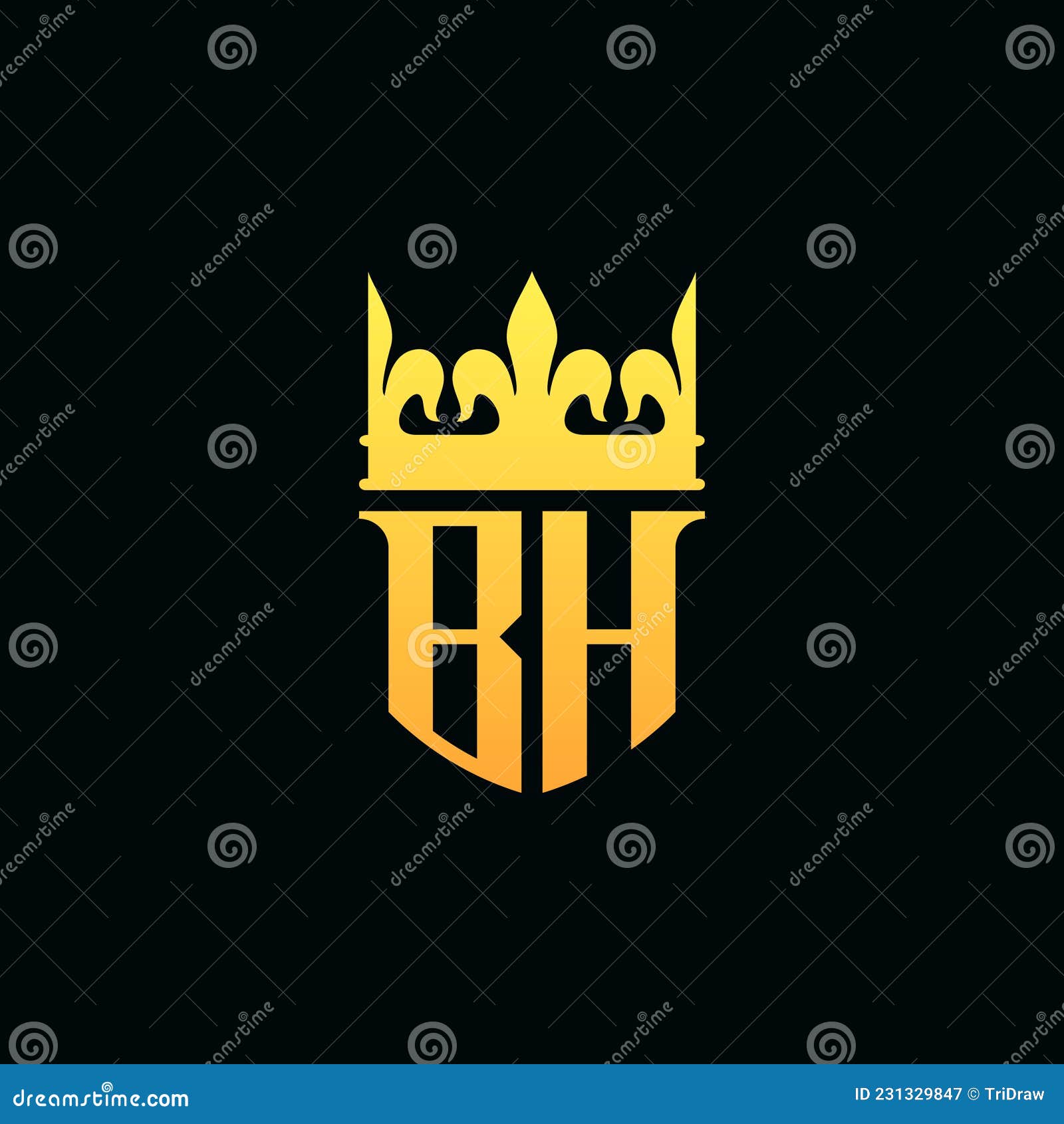 Initial Letters BH Logo Monogram Emblem Style with Crown Stock Vector ...