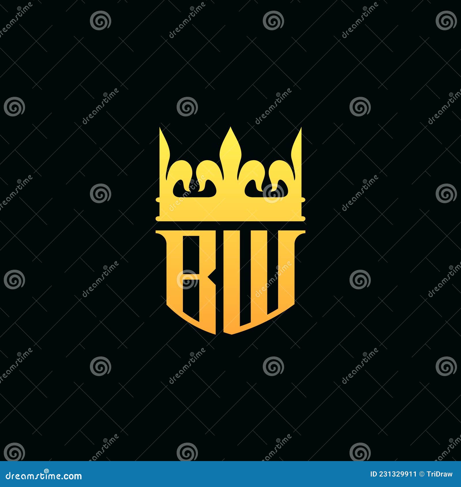 Initial Letters BW Logo Monogram Emblem Style with Crown Stock Vector ...