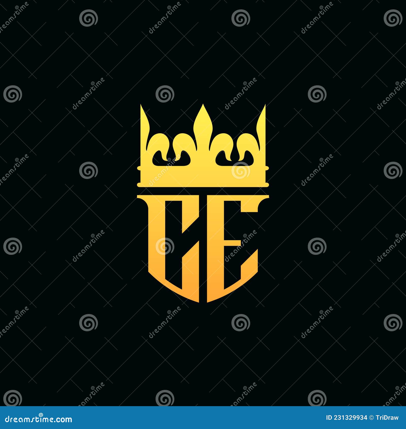 Initial Letters CE Logo Monogram Emblem Style with Crown Stock Vector ...
