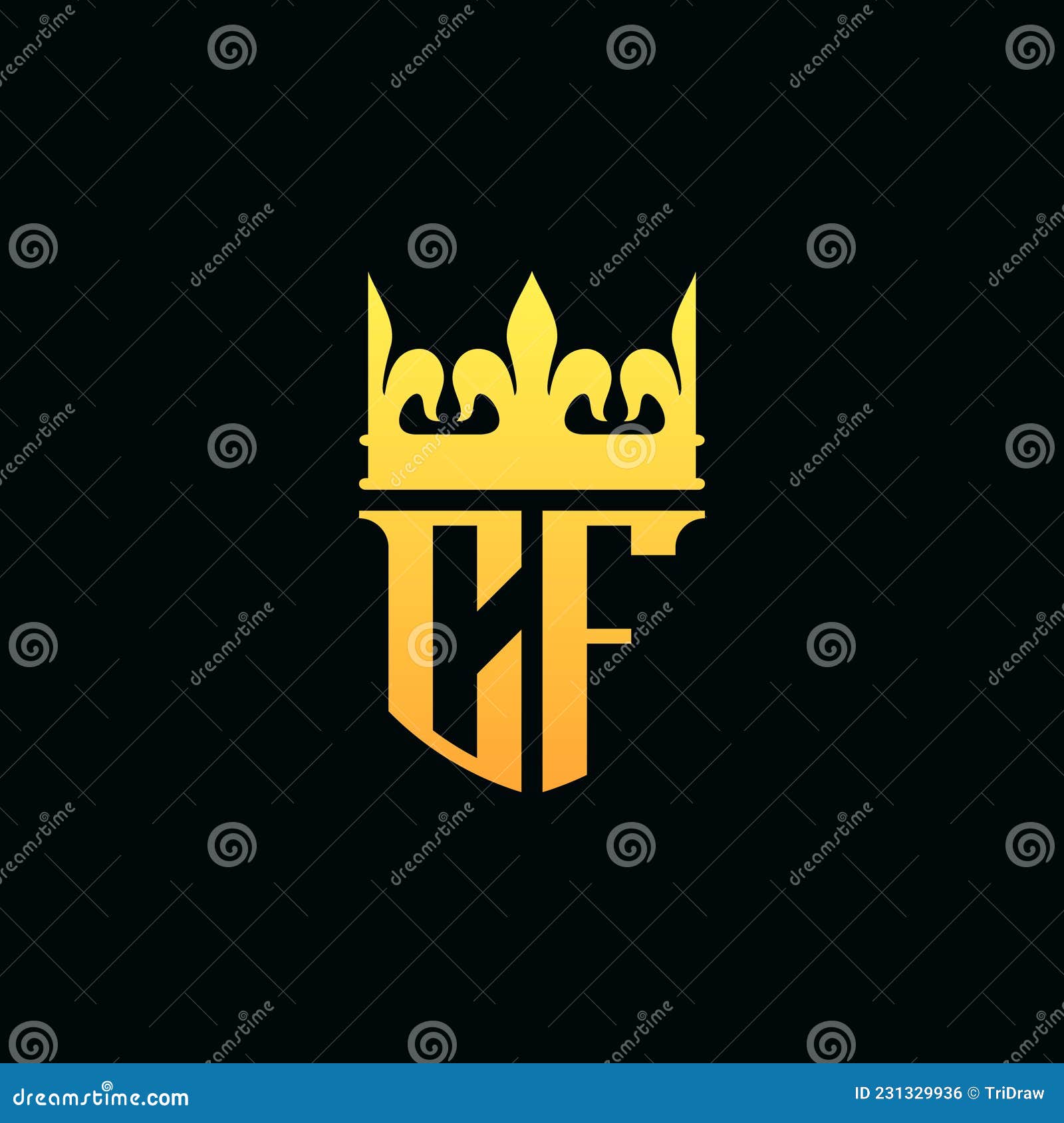 Initial Letters CF Logo Monogram Emblem Style with Crown Stock Vector ...