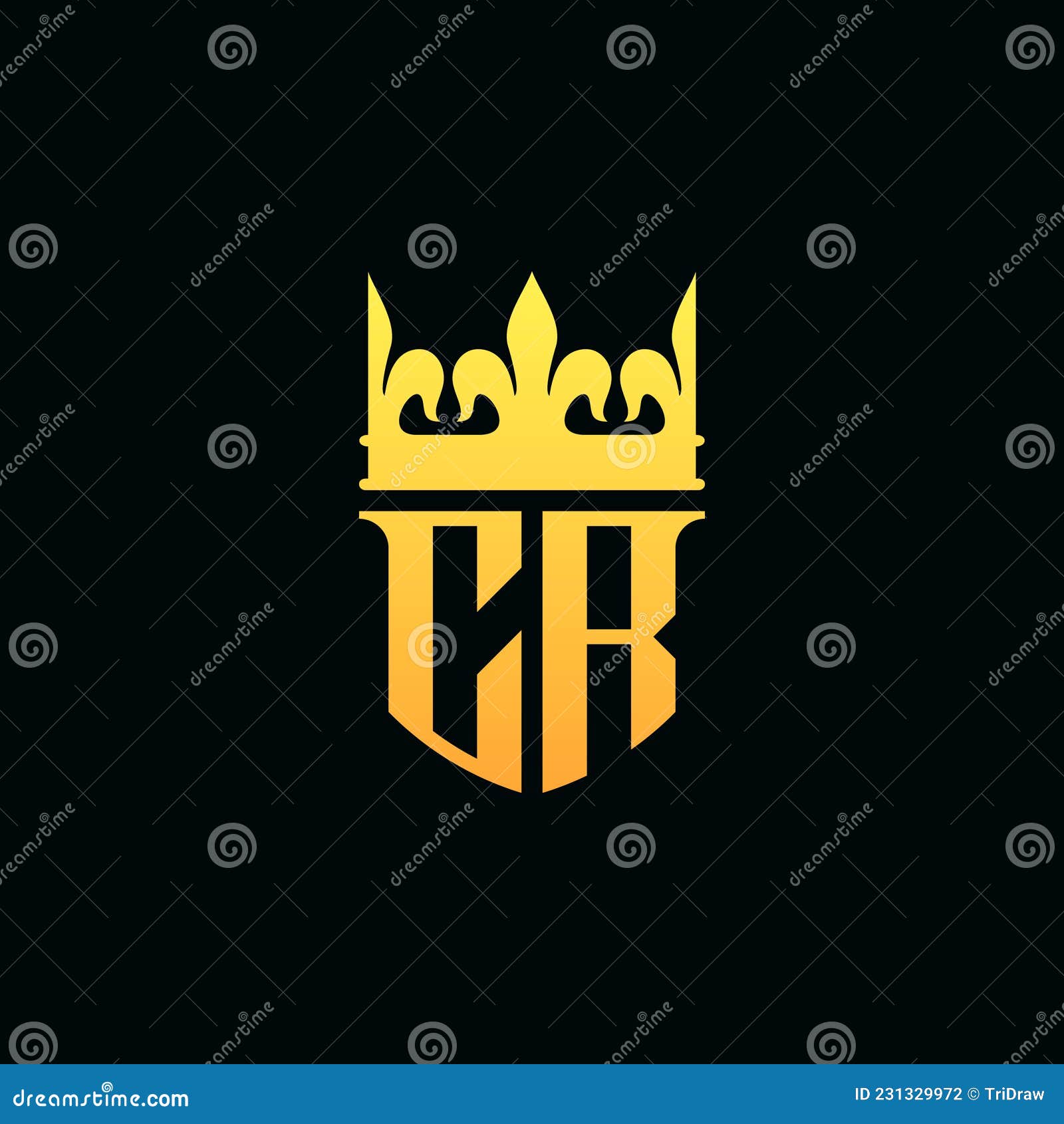 Initial Letters CR Logo Monogram Emblem Style with Crown Stock Vector ...