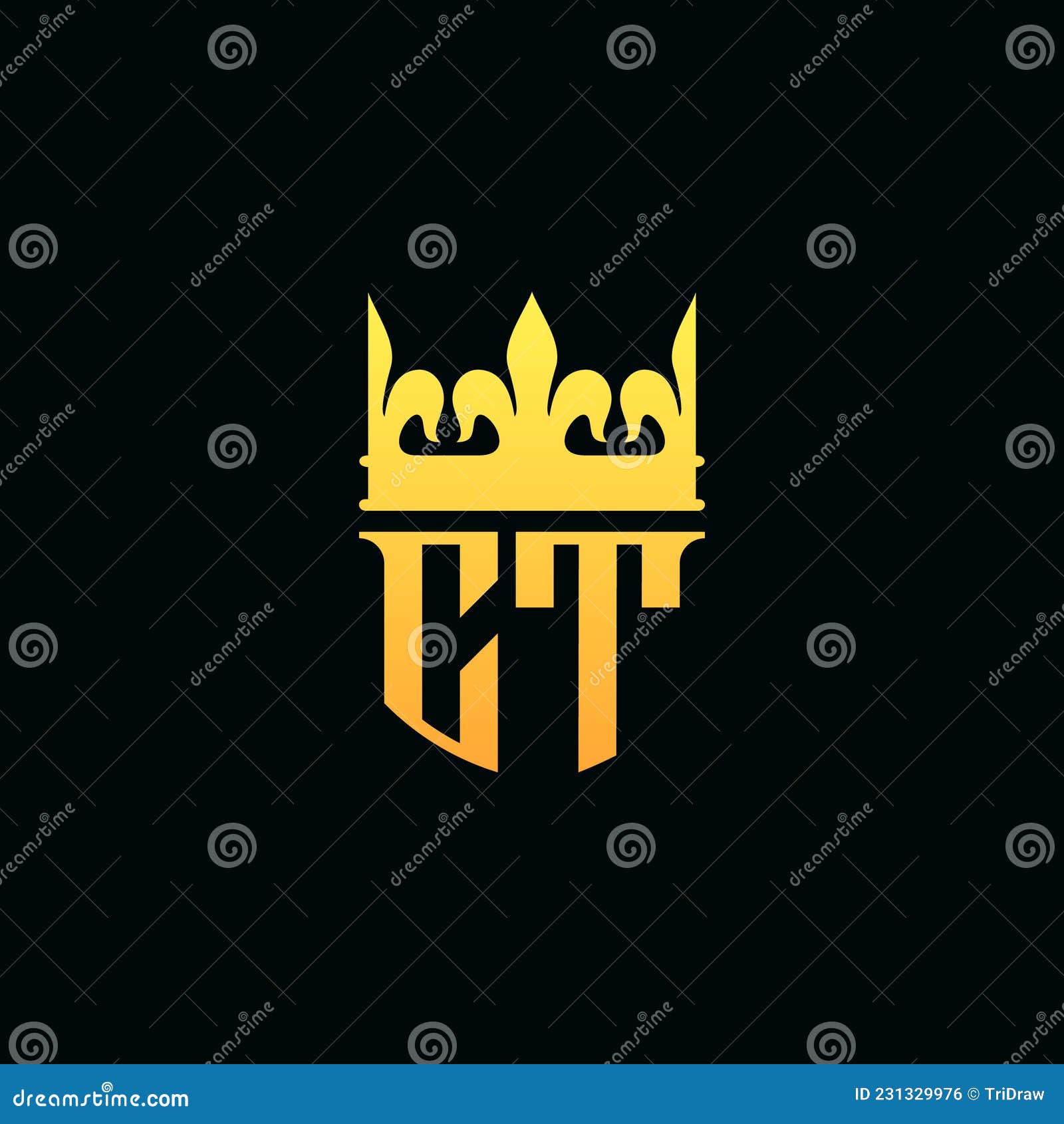 Initial Letters CT Logo Monogram Emblem Style with Crown Stock Vector ...