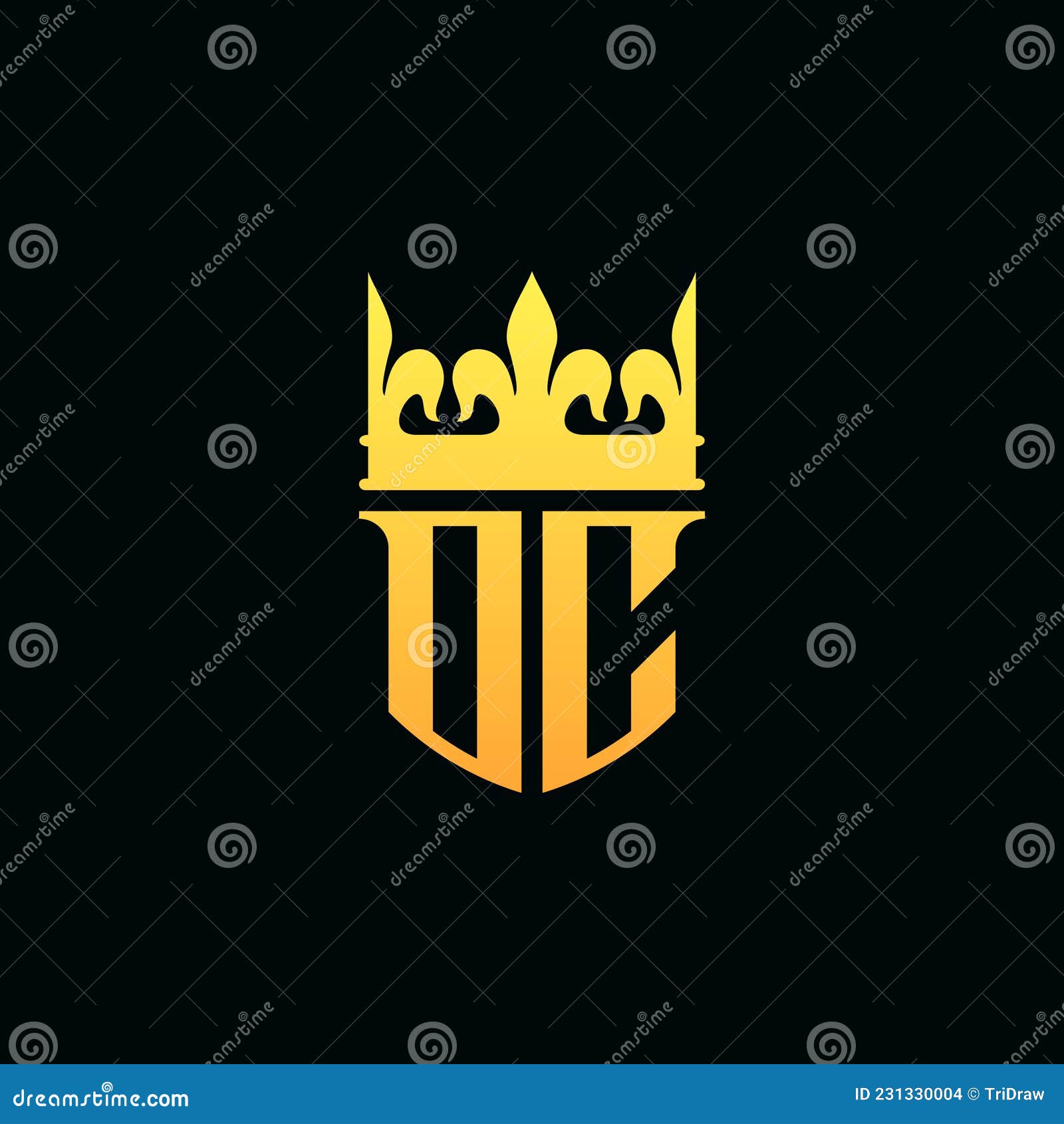 Initial Letters DC Logo Monogram Emblem Style with Crown Stock Vector ...