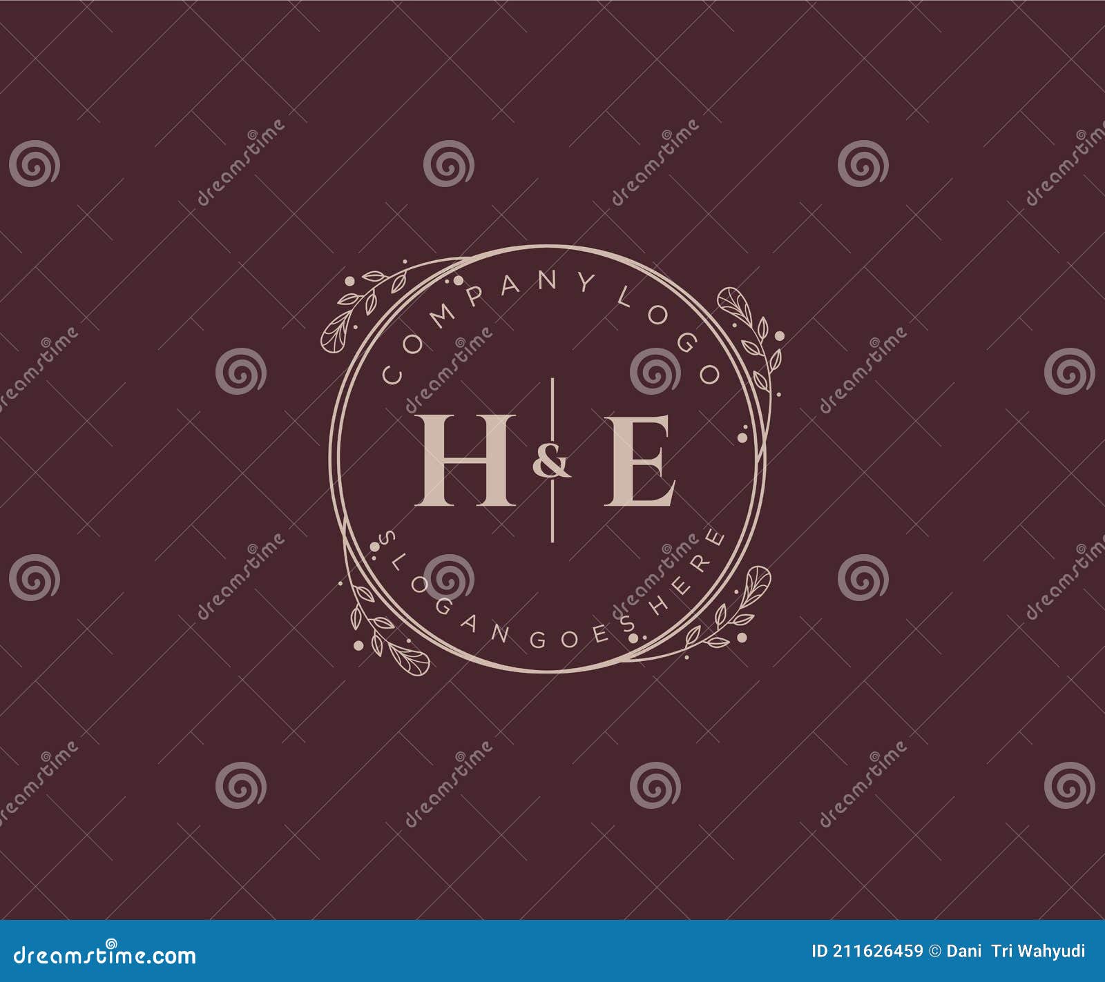 Initial he Letters Decorative Luxury Wedding Logo Stock Vector ...