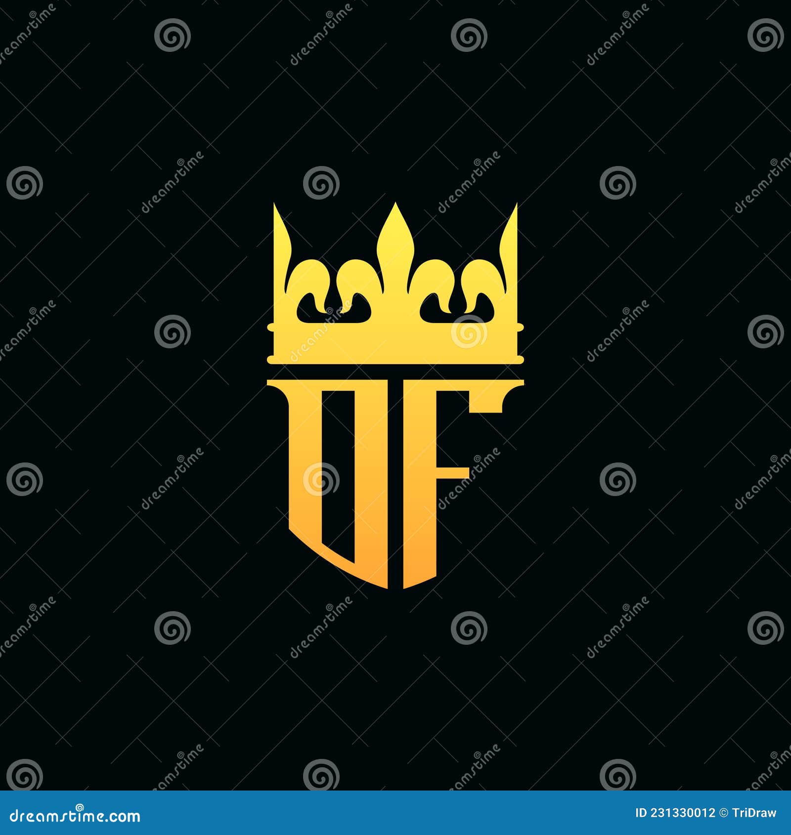 Initial Letters DF Logo Monogram Emblem Style with Crown Stock Vector ...