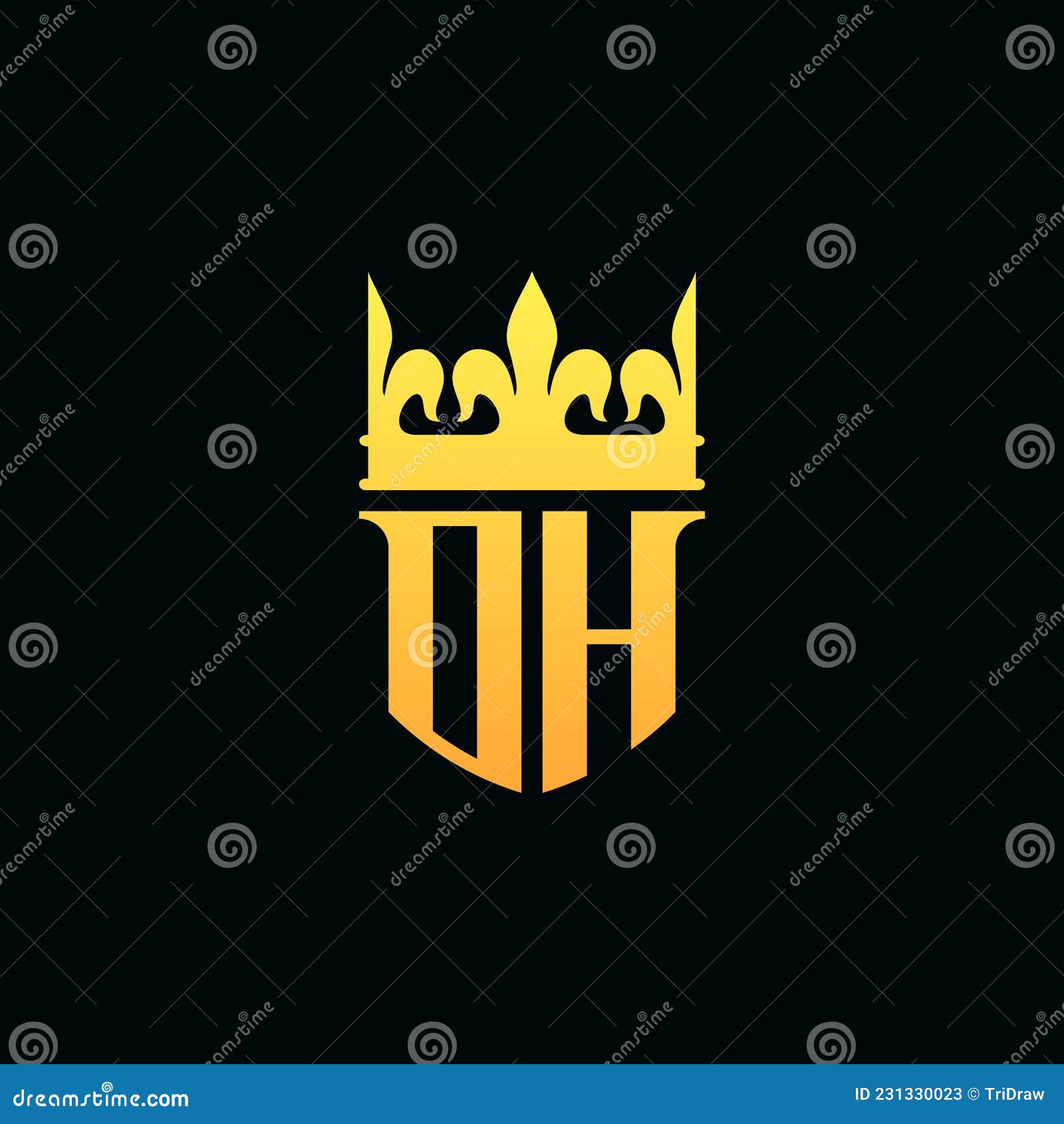 Initial Letters DH Logo Monogram Emblem Style with Crown Stock Vector ...