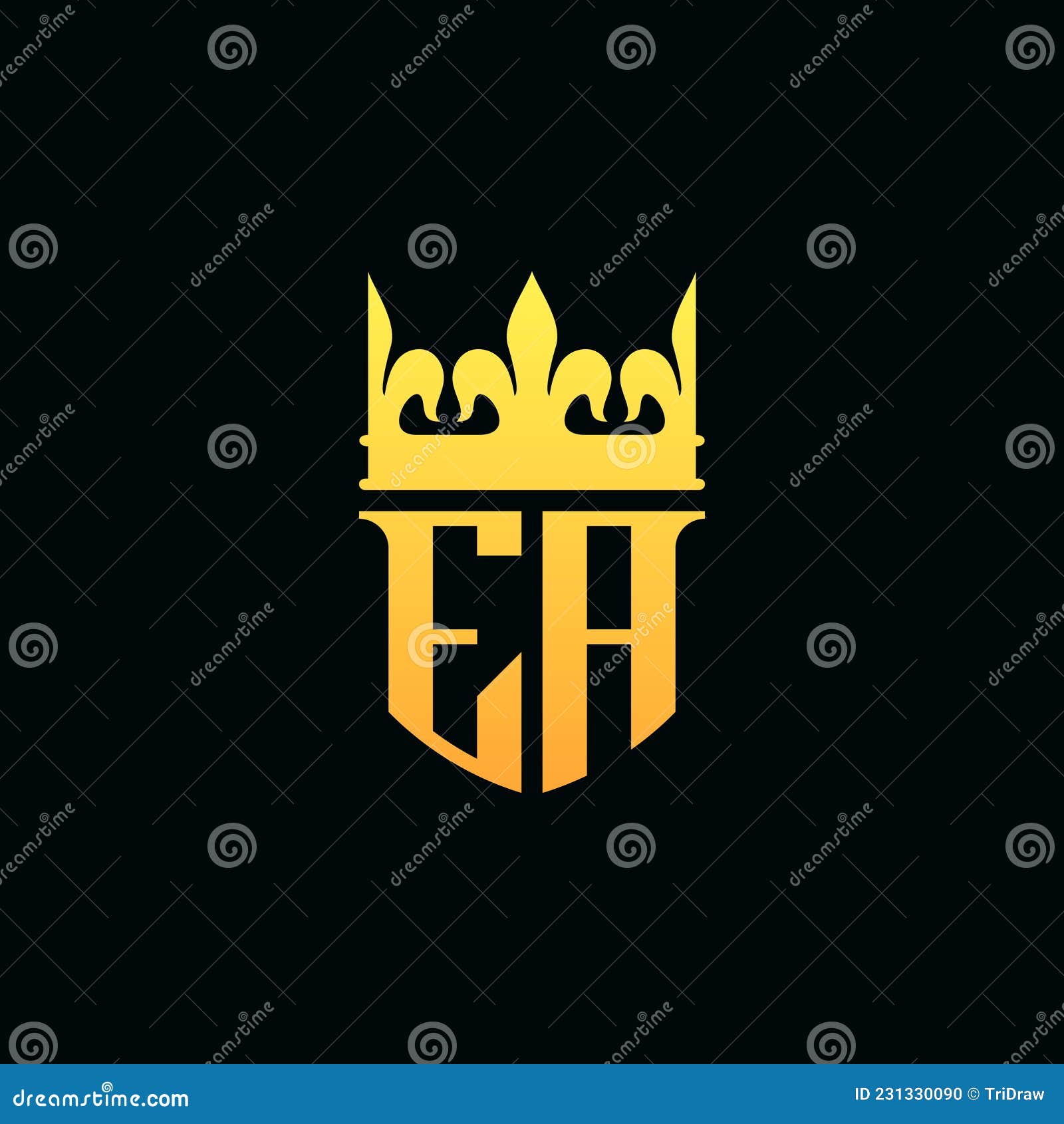 Initial Letters EA Logo Monogram Emblem Style with Crown Stock Vector ...