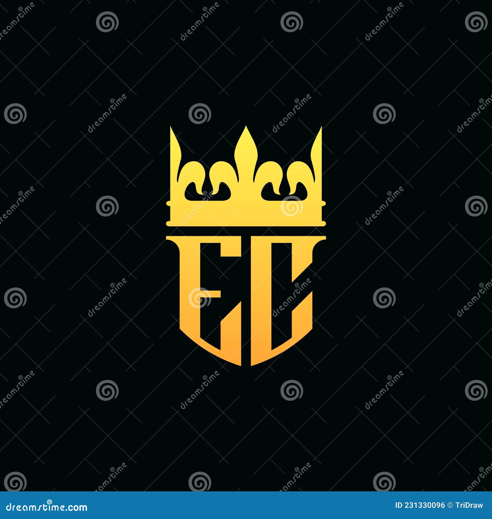Initial Letters EC Logo Monogram Emblem Style with Crown Stock Vector ...