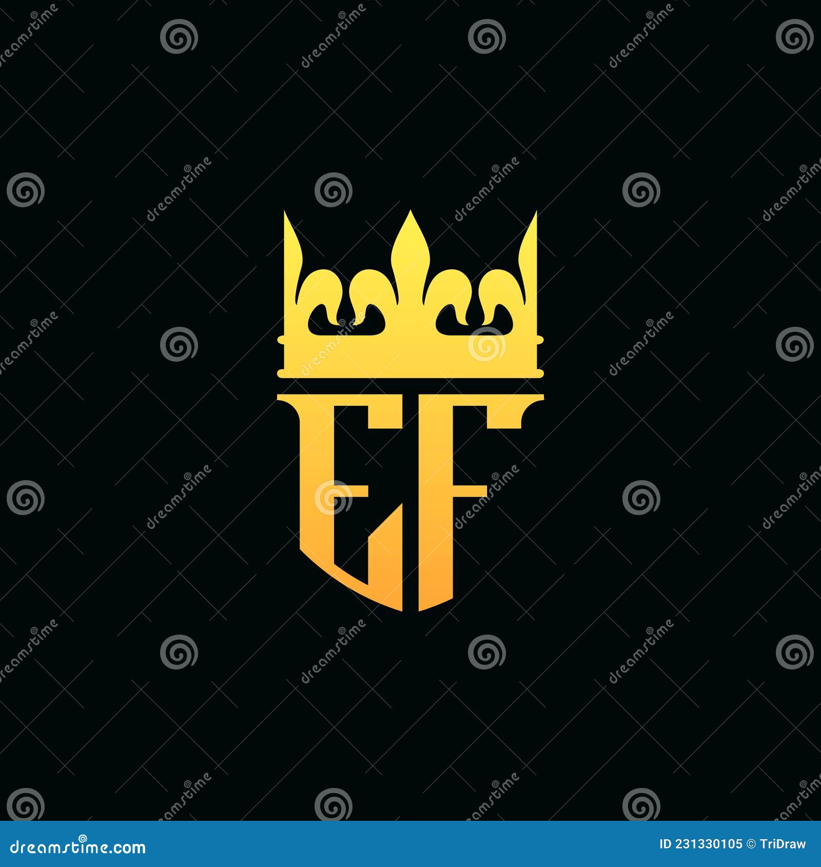 Initial Letters EF Logo Monogram Emblem Style with Crown Stock Vector ...