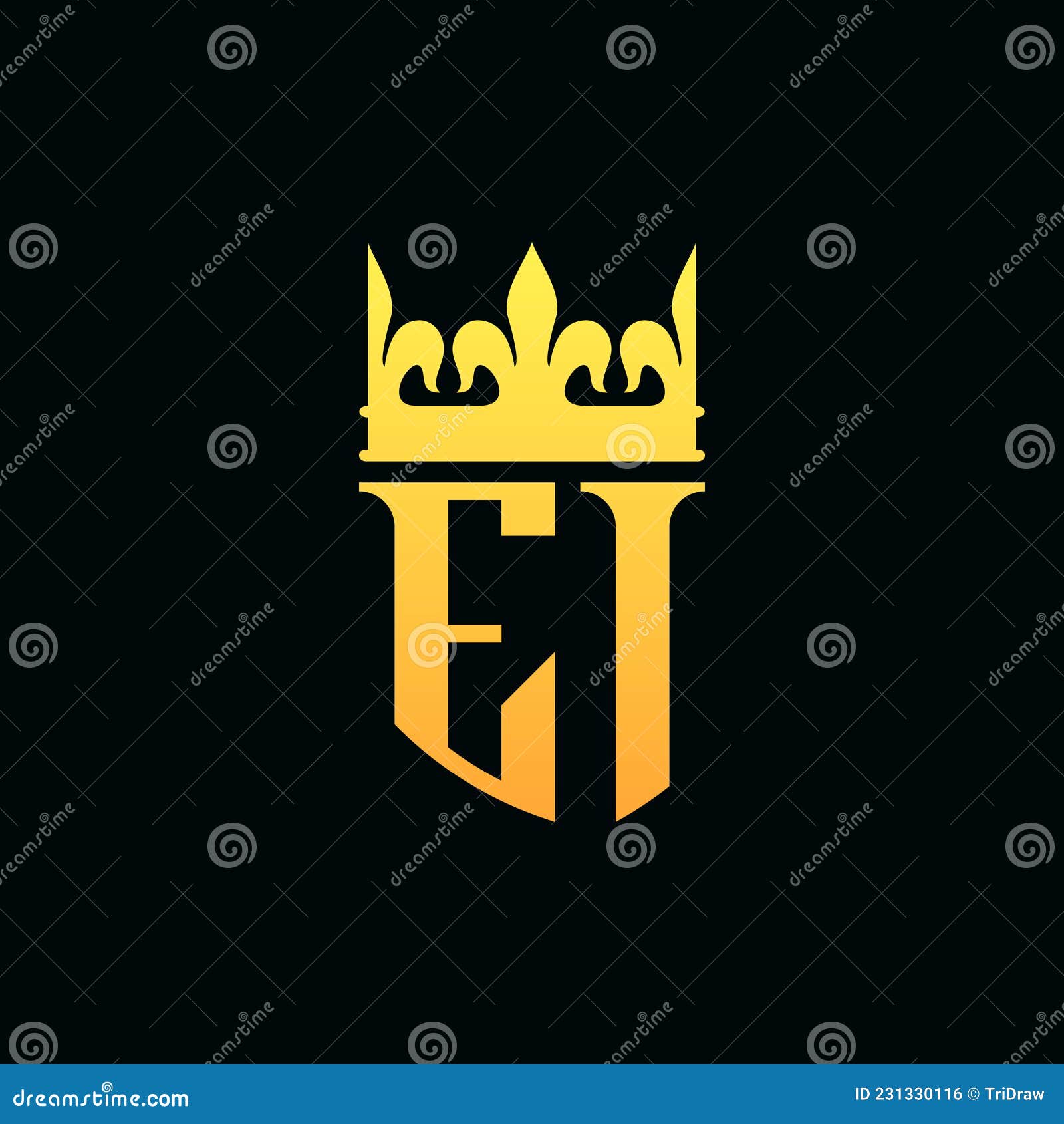 Initial Letters EI Logo Monogram Emblem Style with Crown Stock Vector ...