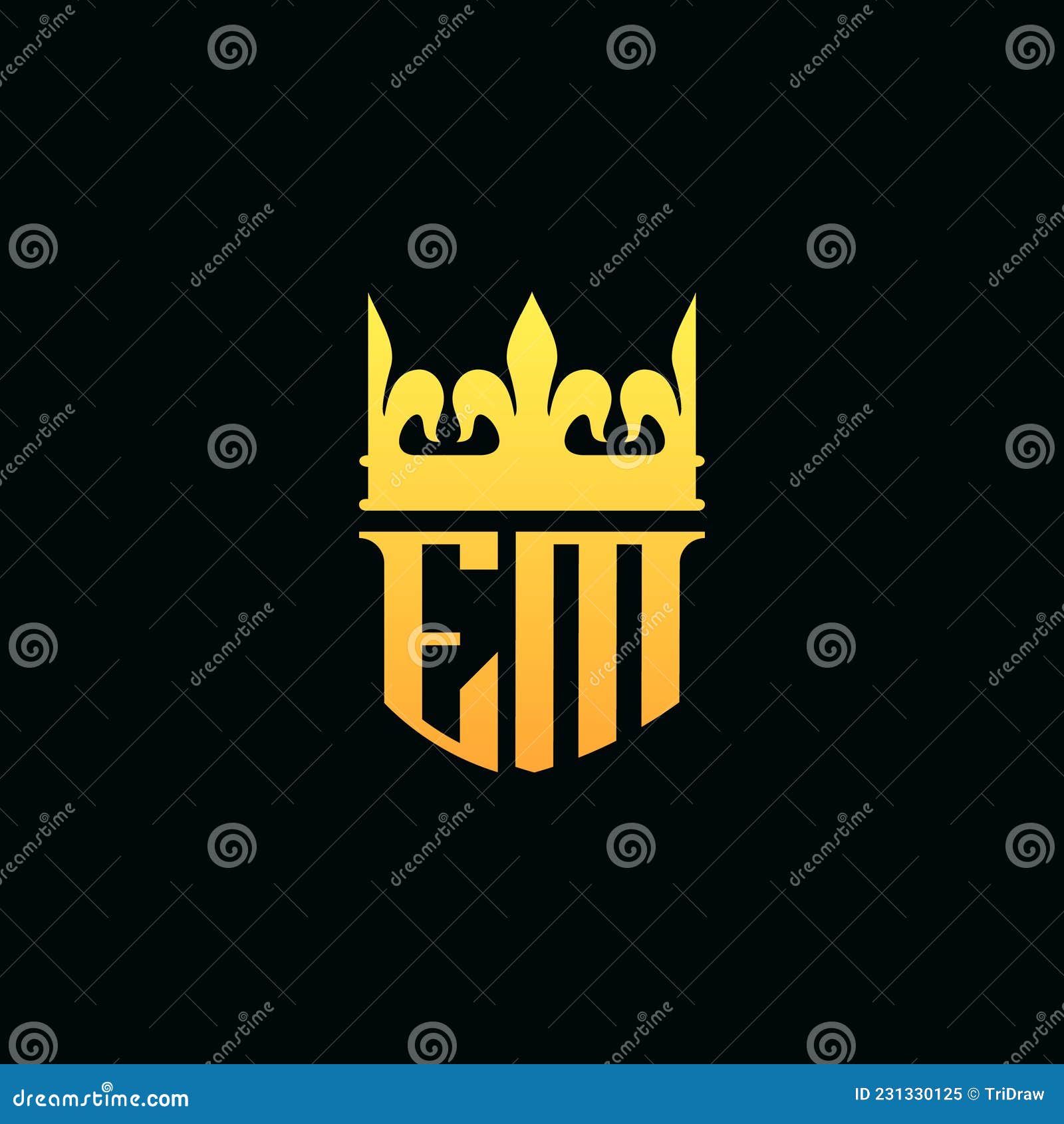 Initial Letters EM Logo Monogram Emblem Style with Crown Stock Vector ...