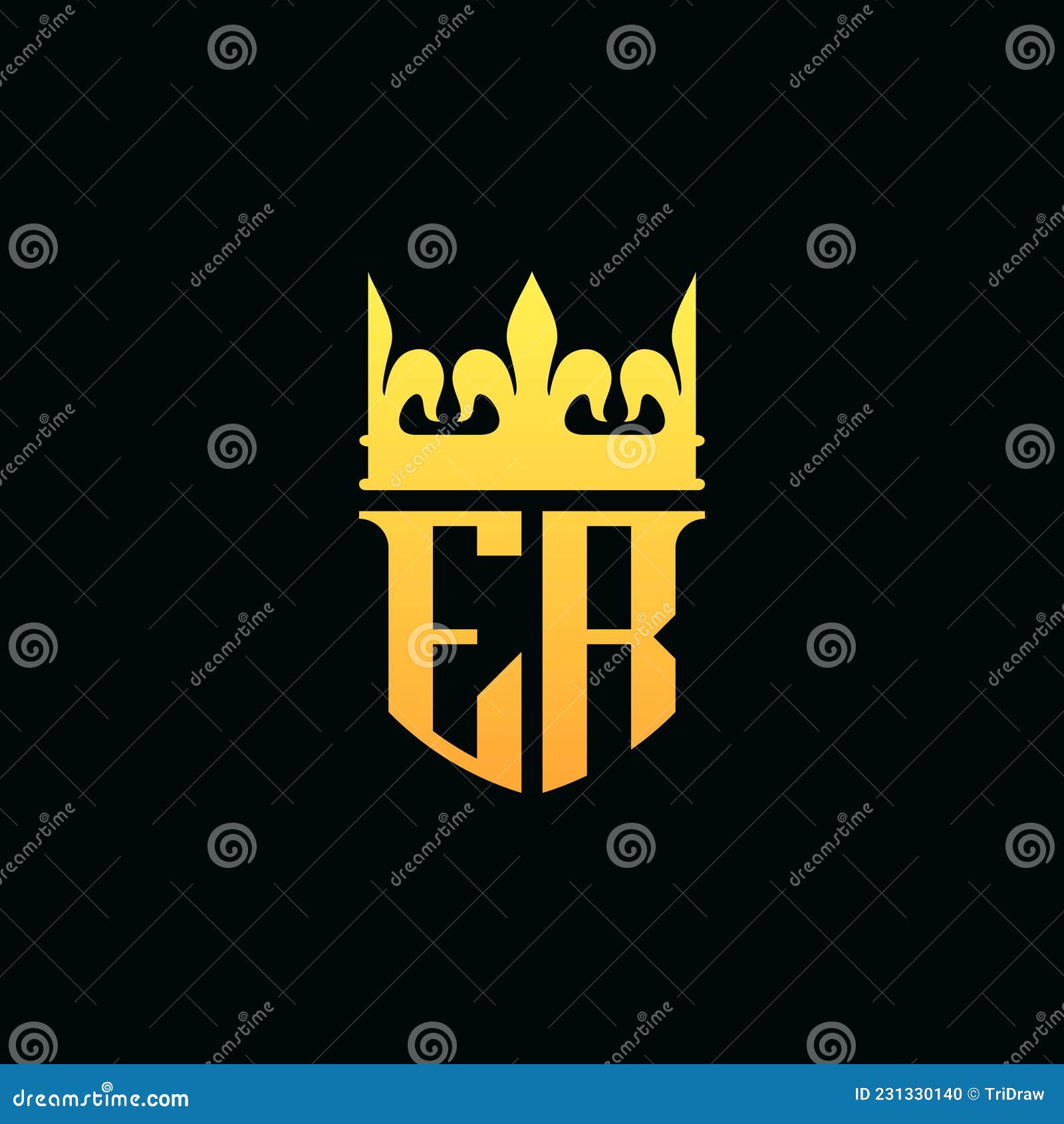 Initial Letters ER Logo Monogram Emblem Style with Crown Stock Vector ...