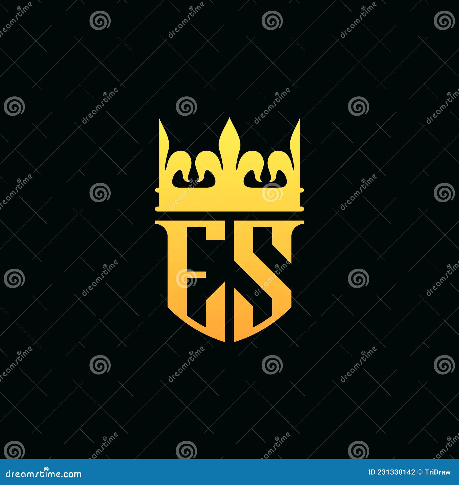 Initial Letters ES Logo Monogram Emblem Style with Crown Stock Vector ...