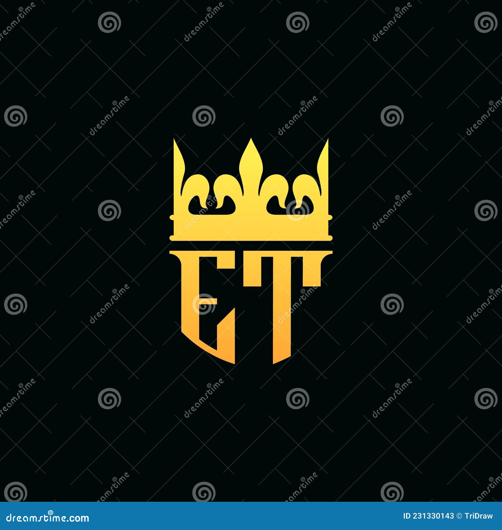 Initial Letters ET Logo Monogram Emblem Style with Crown Stock Vector ...