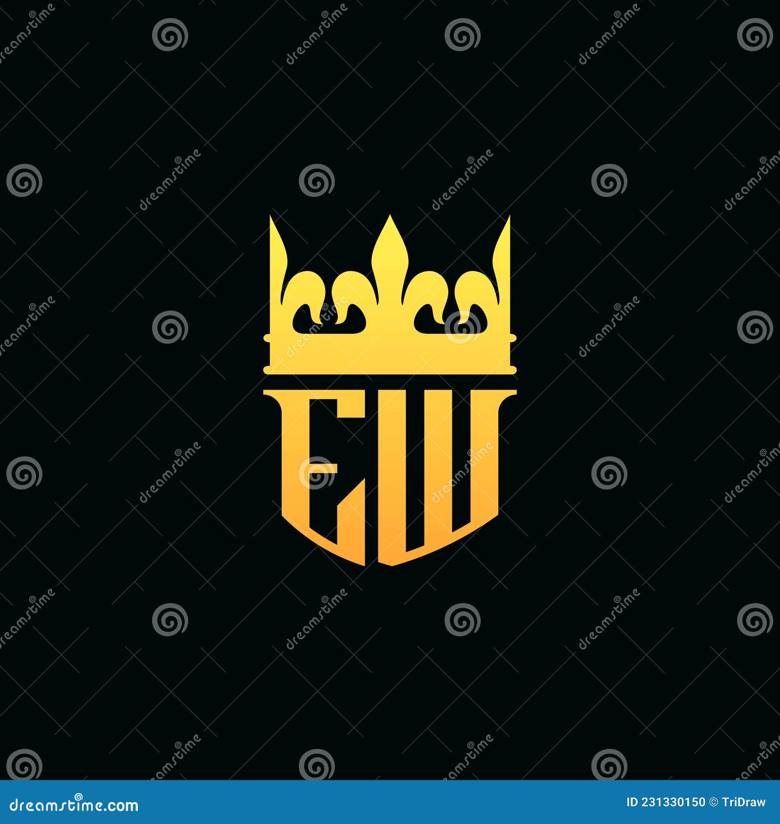 Initial Letters EW Logo Monogram Emblem Style with Crown Stock Vector ...