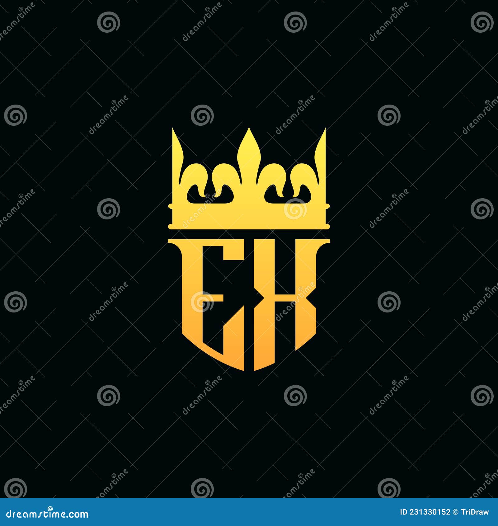 Initial Letters EX Logo Monogram Emblem Style with Crown Stock Vector ...
