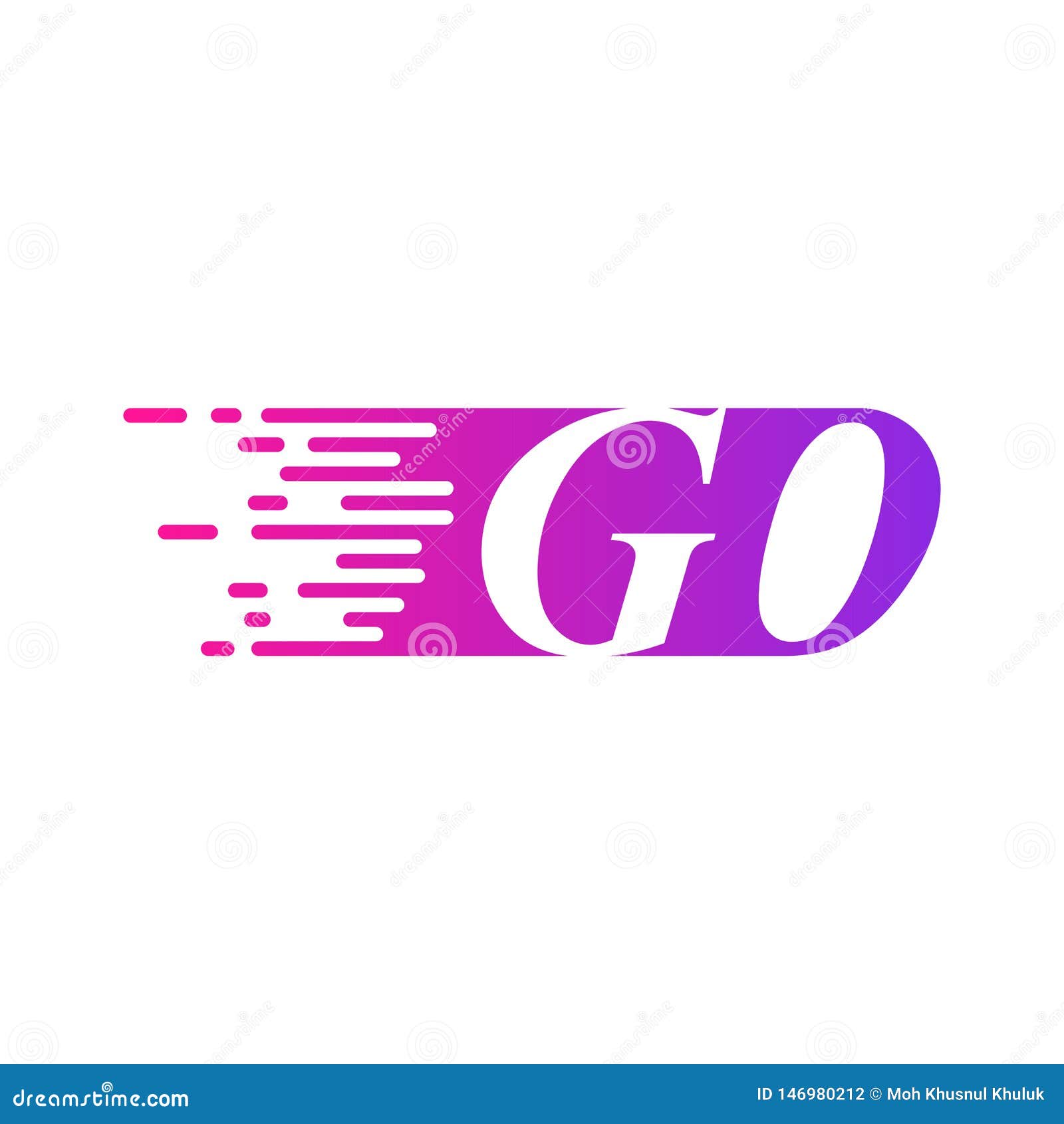 Initial Letter GO Fast Moving Logo Vector Purple Pink Color Stock ...
