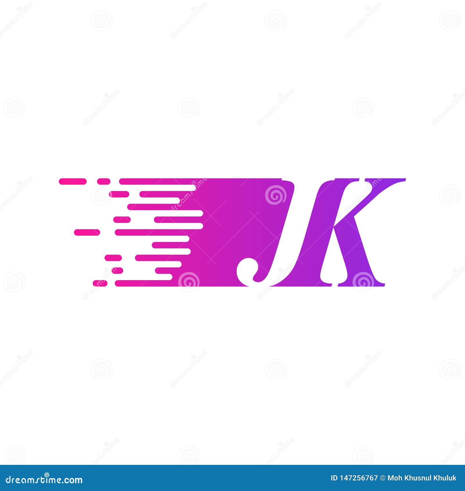 Initial Letter JK Fast Moving Logo Vector Purple Pink Color Stock ...