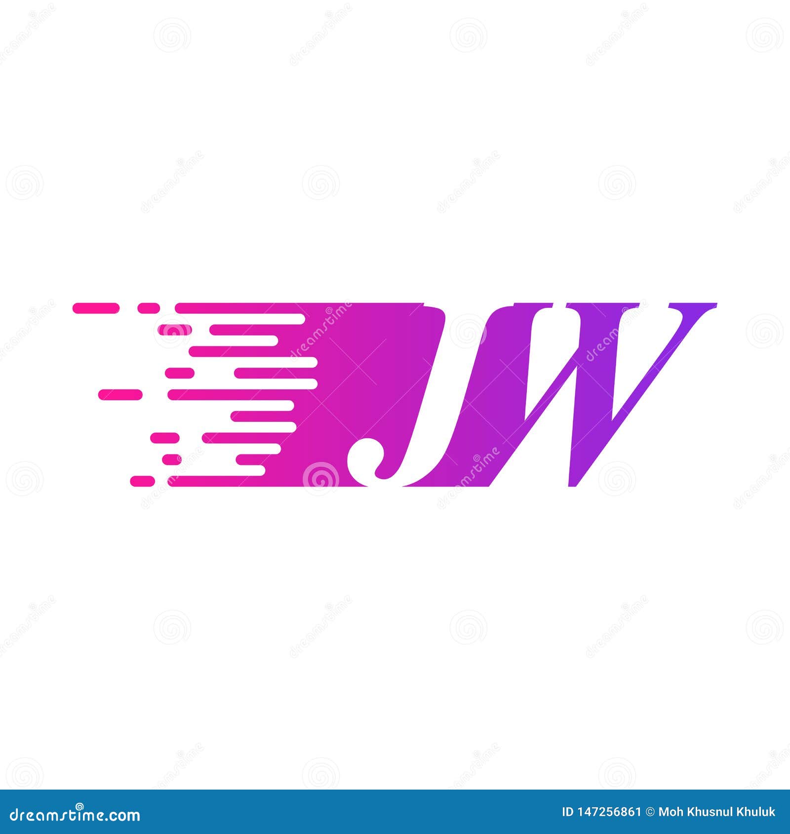 Initial Letter JW Fast Moving Logo Vector Purple Pink Color Stock ...