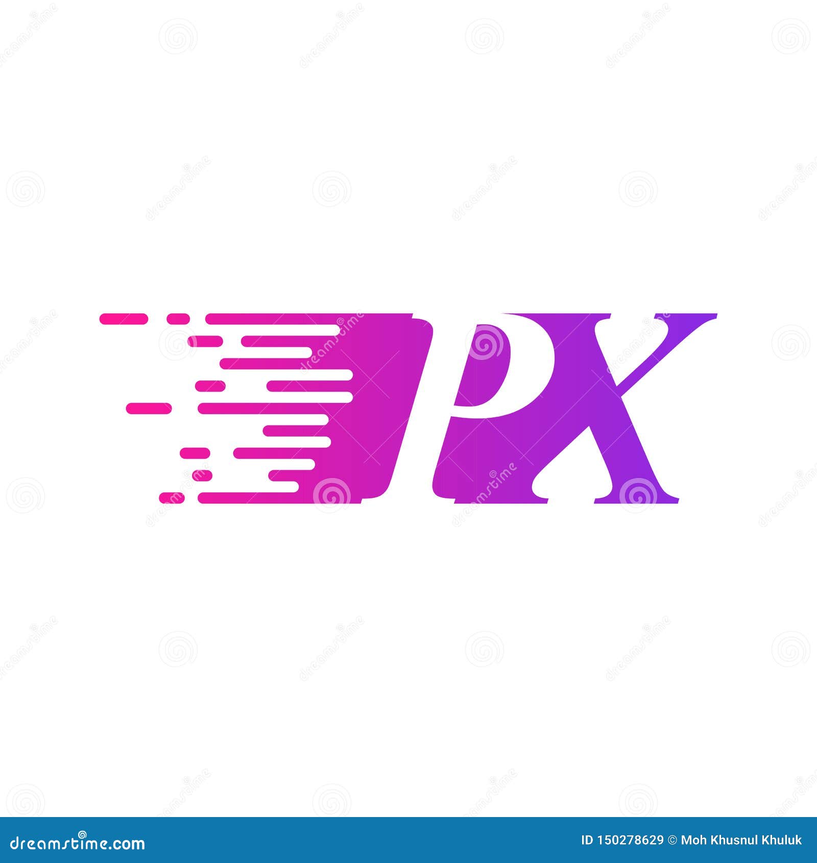 Initial Letter PX Fast Moving Logo Vector Purple Pink Color Stock ...