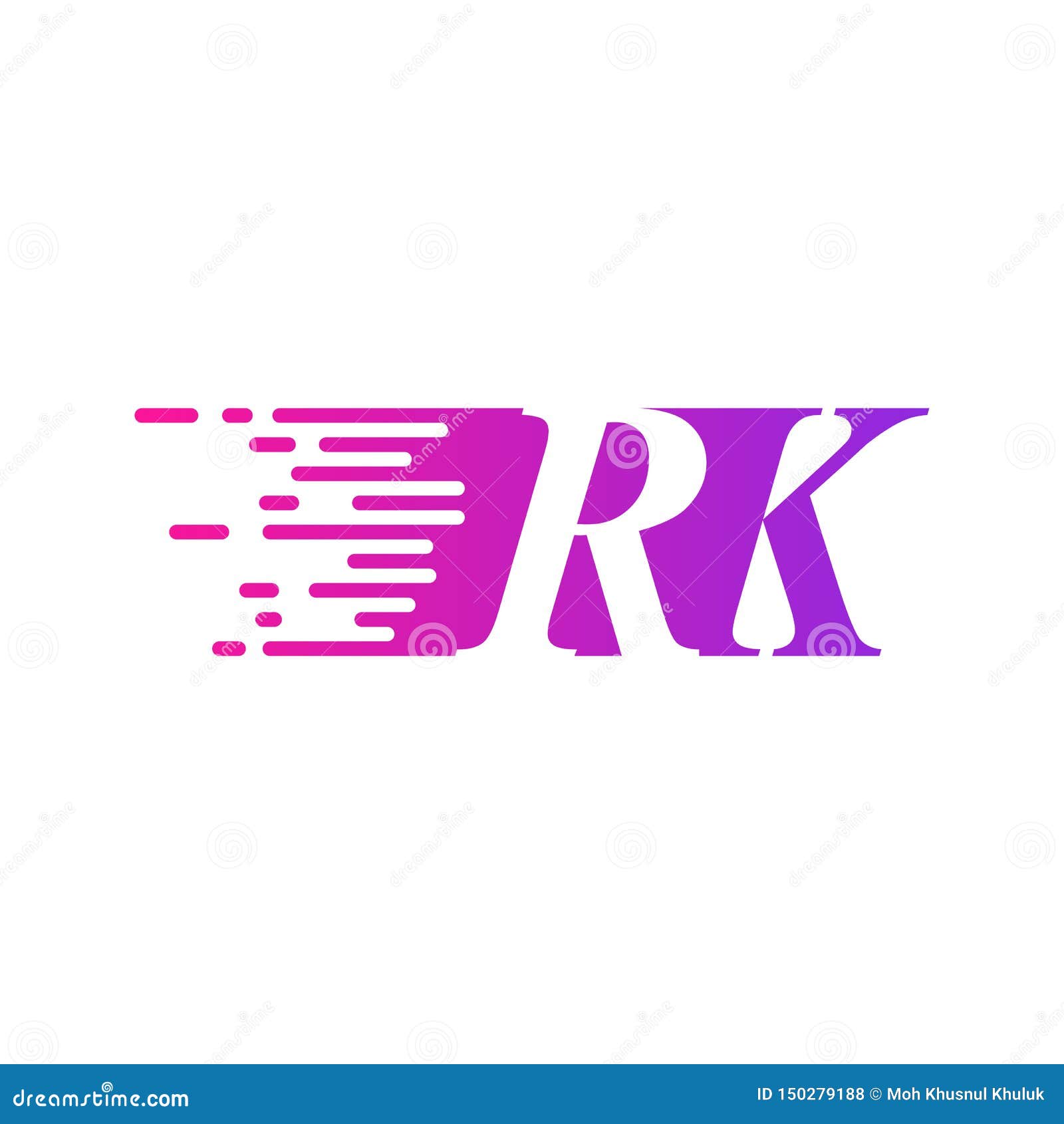 Initial Letter RK Fast Moving Logo Vector Purple Pink Color Stock ...