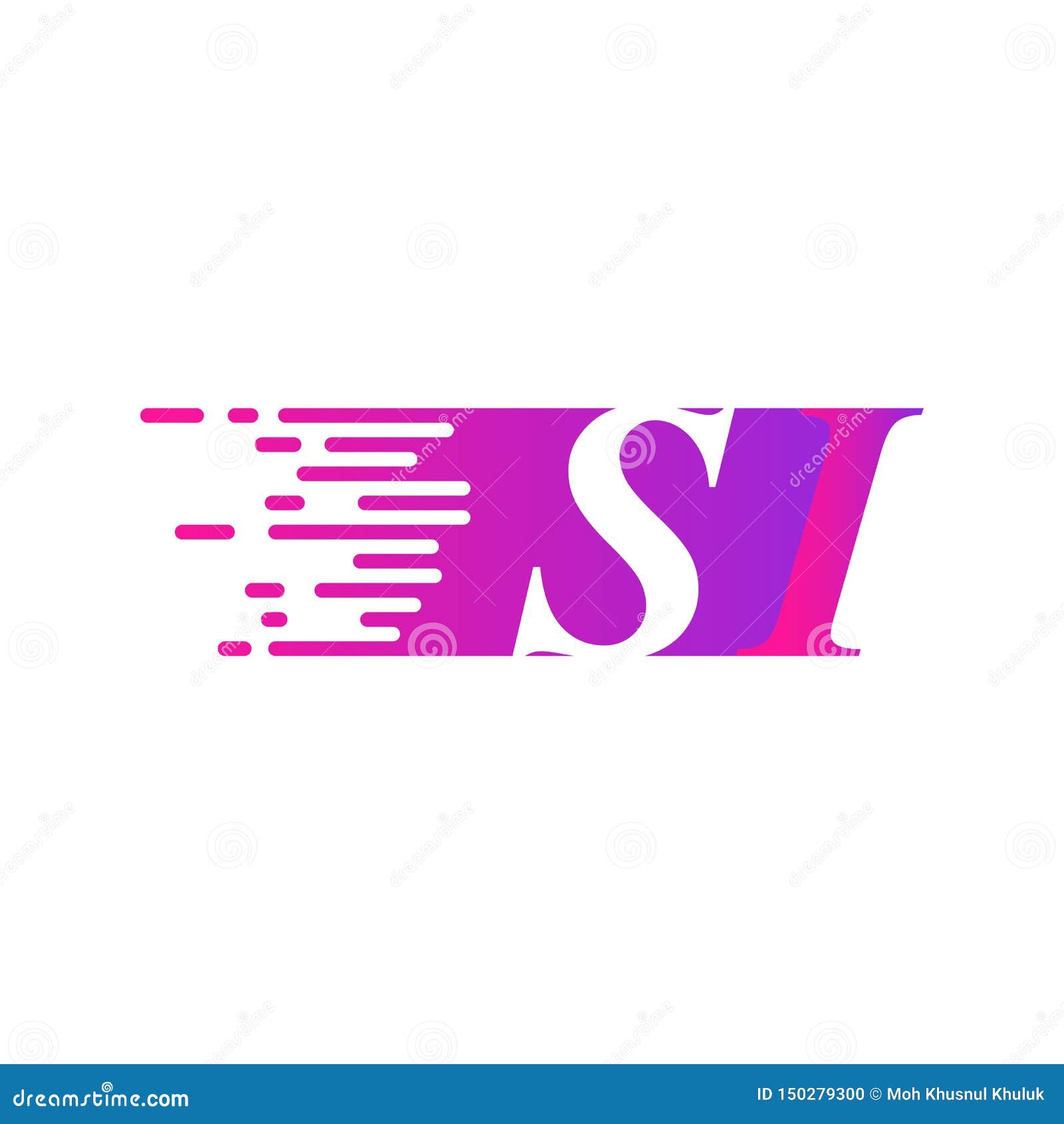 Initial Letter SI Fast Moving Logo Vector Purple Pink Color Stock ...