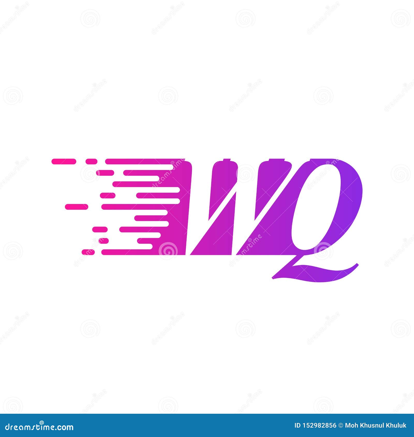 Initial Letter WQ Fast Moving Logo Vector Purple Pink Color Stock ...