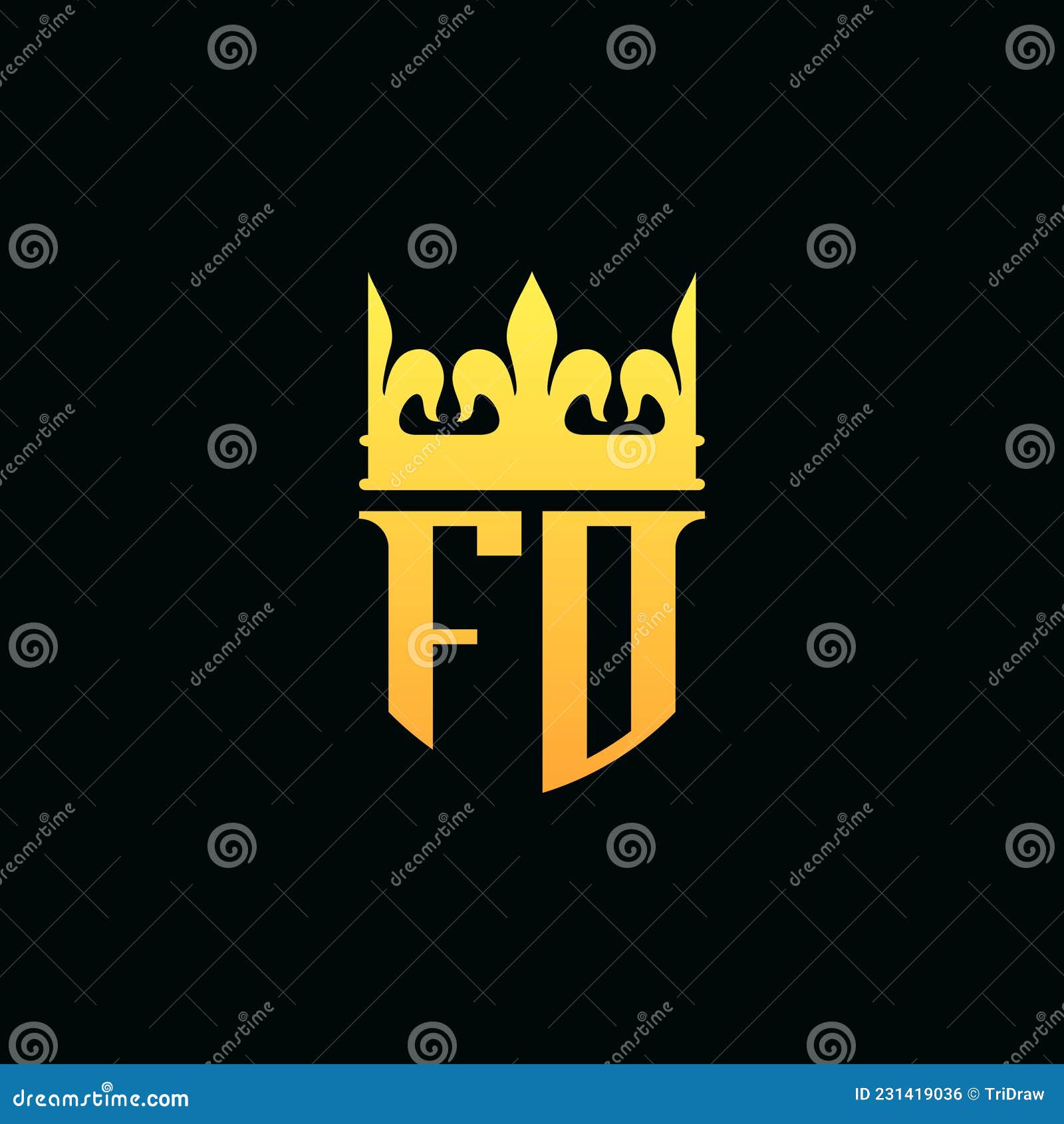 Initial Letters FD Logo Monogram Emblem Style with Crown Stock Vector ...