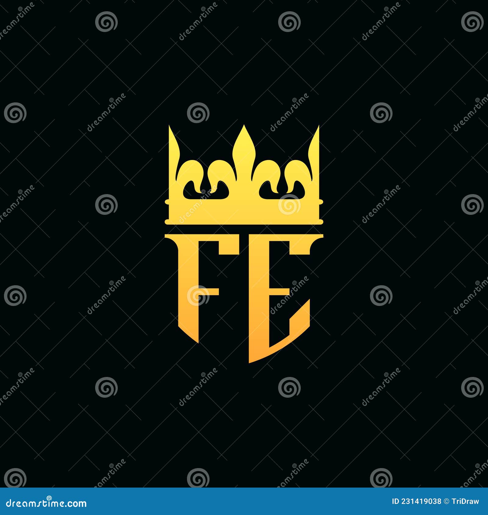 Initial Letters FE Logo Monogram Emblem Style with Crown Stock Vector ...