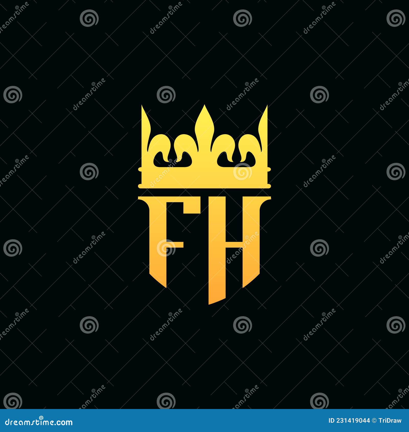 Initial Letters FH Logo Monogram Emblem Style with Crown Stock Vector ...