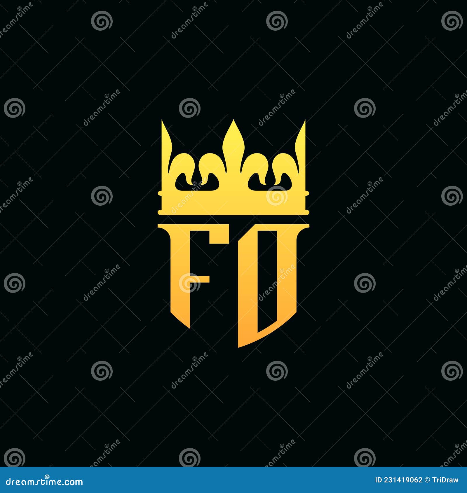 Initial Letters FO Logo Monogram Emblem Style with Crown Stock Vector ...