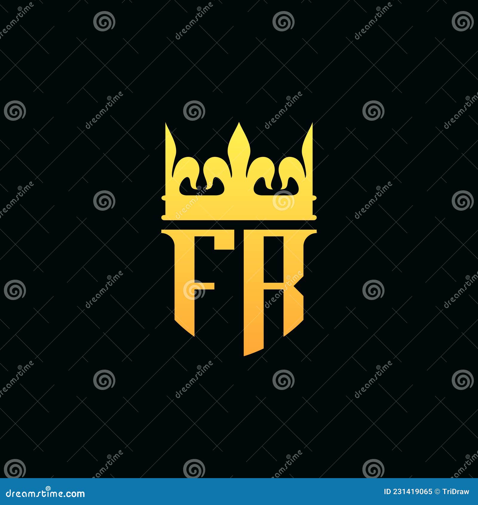 Initial Letters FR Logo Monogram Emblem Style with Crown Stock Vector ...
