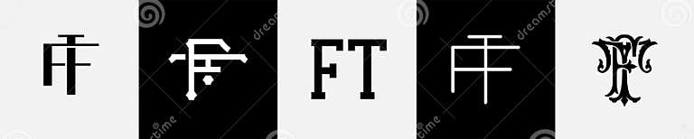 Initial Letters FT Monogram Logo Design Bundle Stock Vector ...