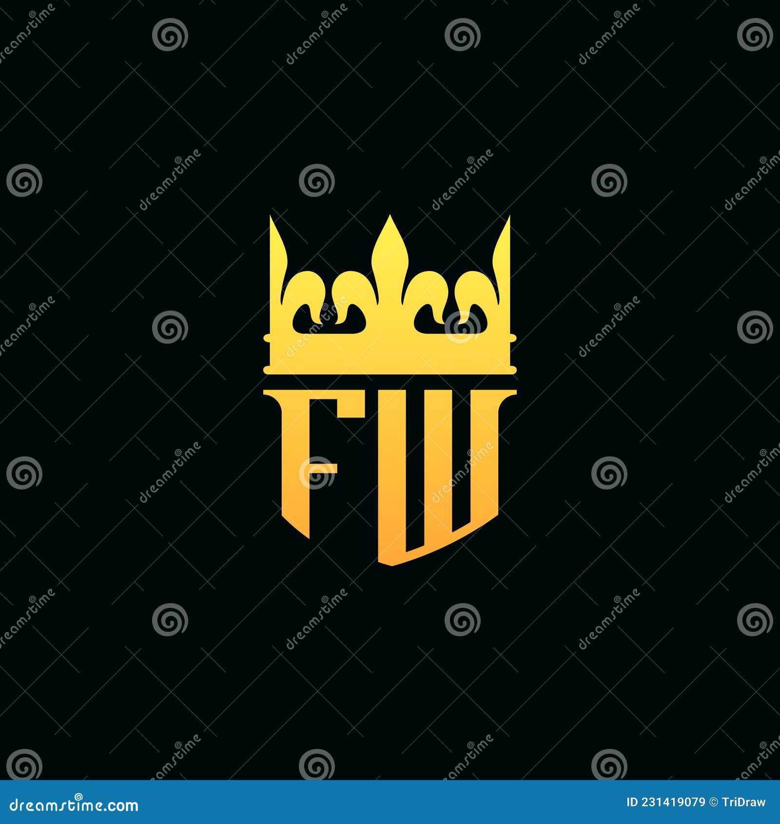 Initial Letters FW Logo Monogram Emblem Style with Crown Stock Vector ...