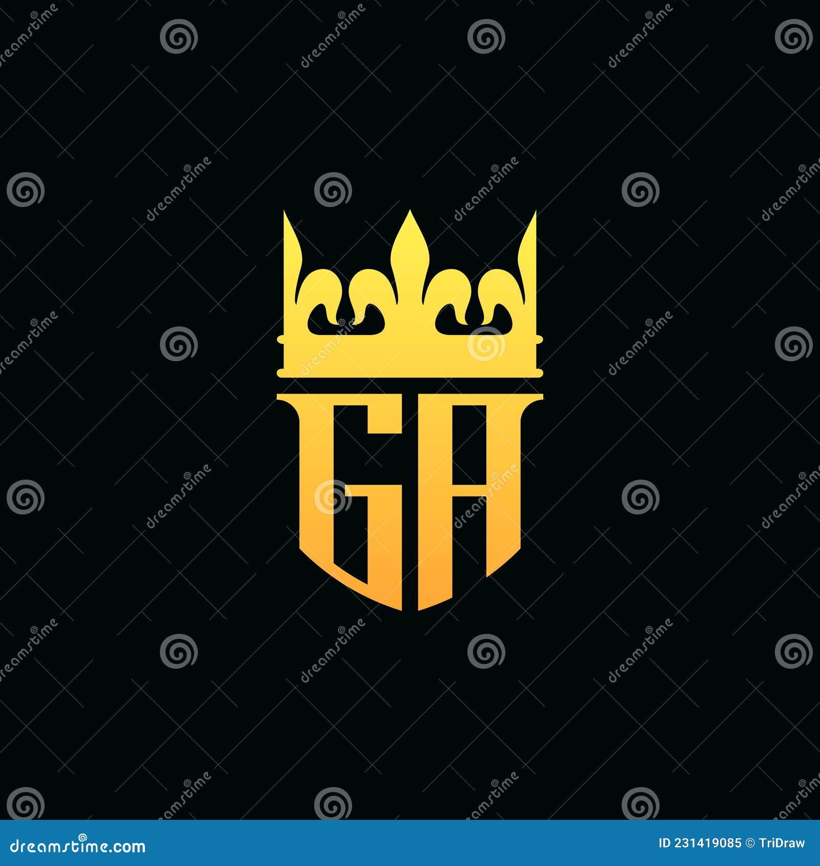 Initial Letters GA Logo Monogram Emblem Style with Crown Stock Vector ...