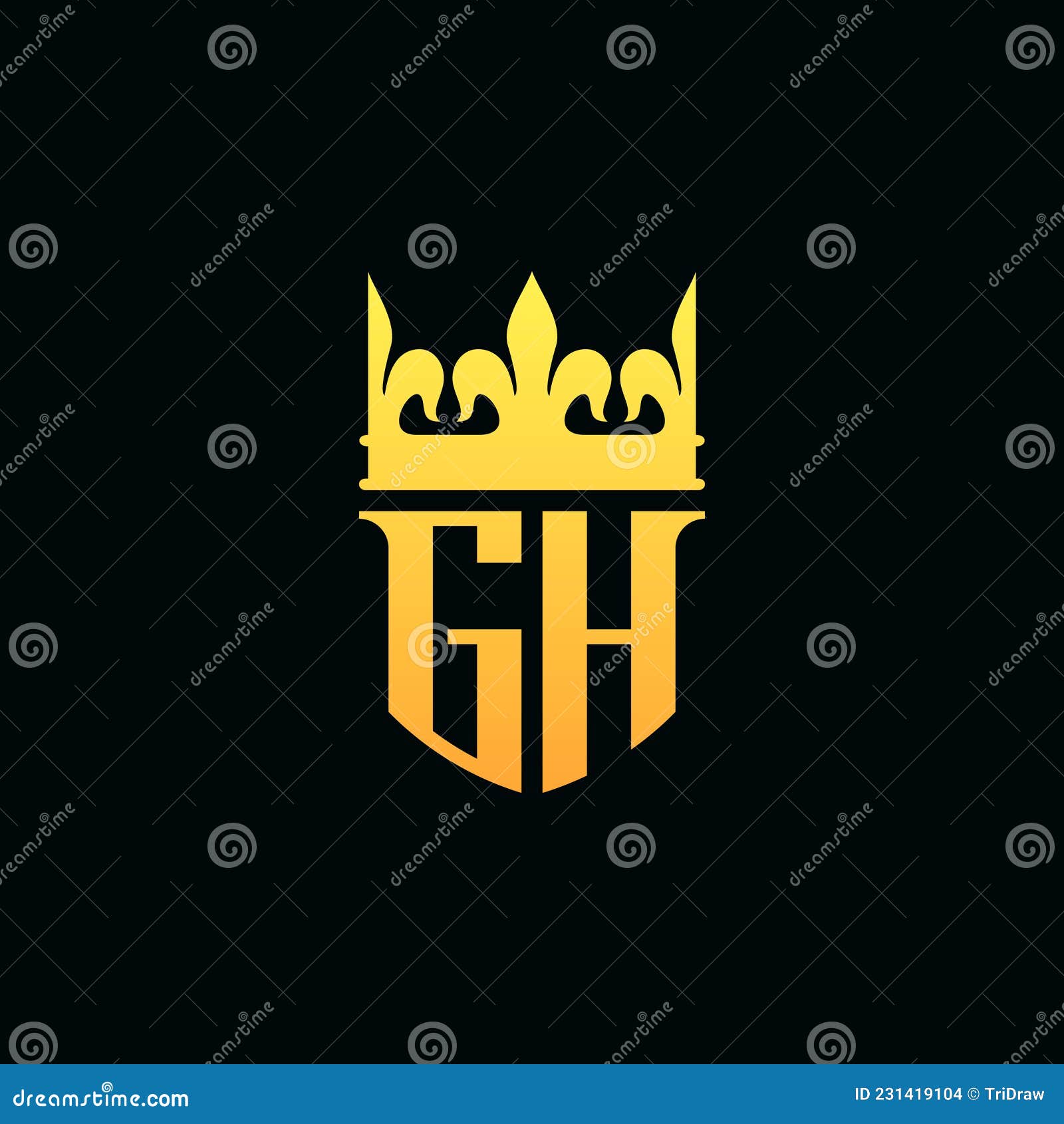 Initial Letters GH Logo Monogram Emblem Style with Crown Stock Vector ...