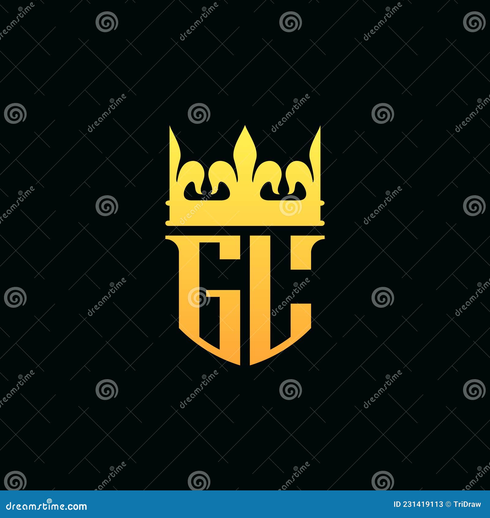 Initial Letters GL Logo Monogram Emblem Style with Crown Stock Vector ...