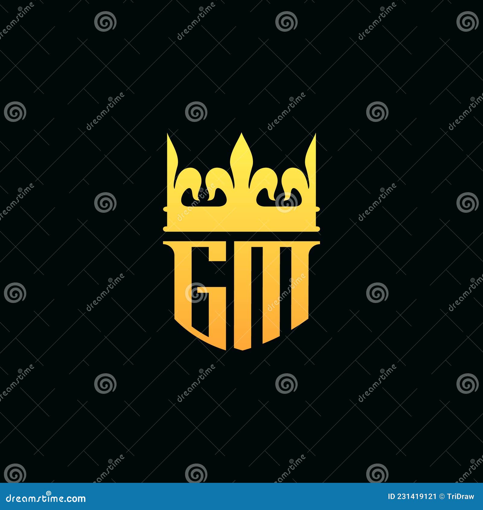 Initial Letters GM Logo Monogram Emblem Style with Crown Stock Vector ...