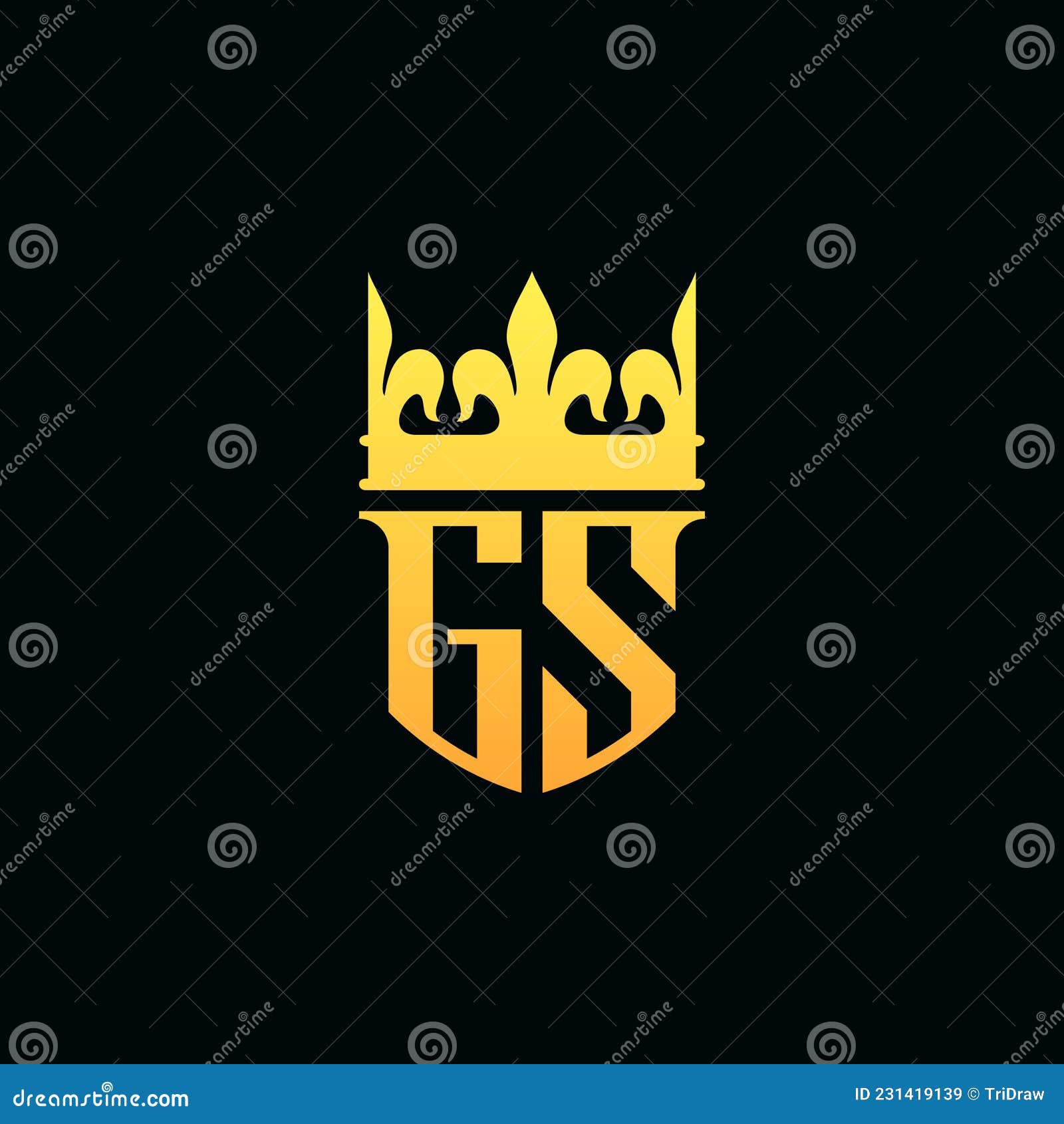 Initial Letters GS Logo Monogram Emblem Style with Crown Stock Vector ...