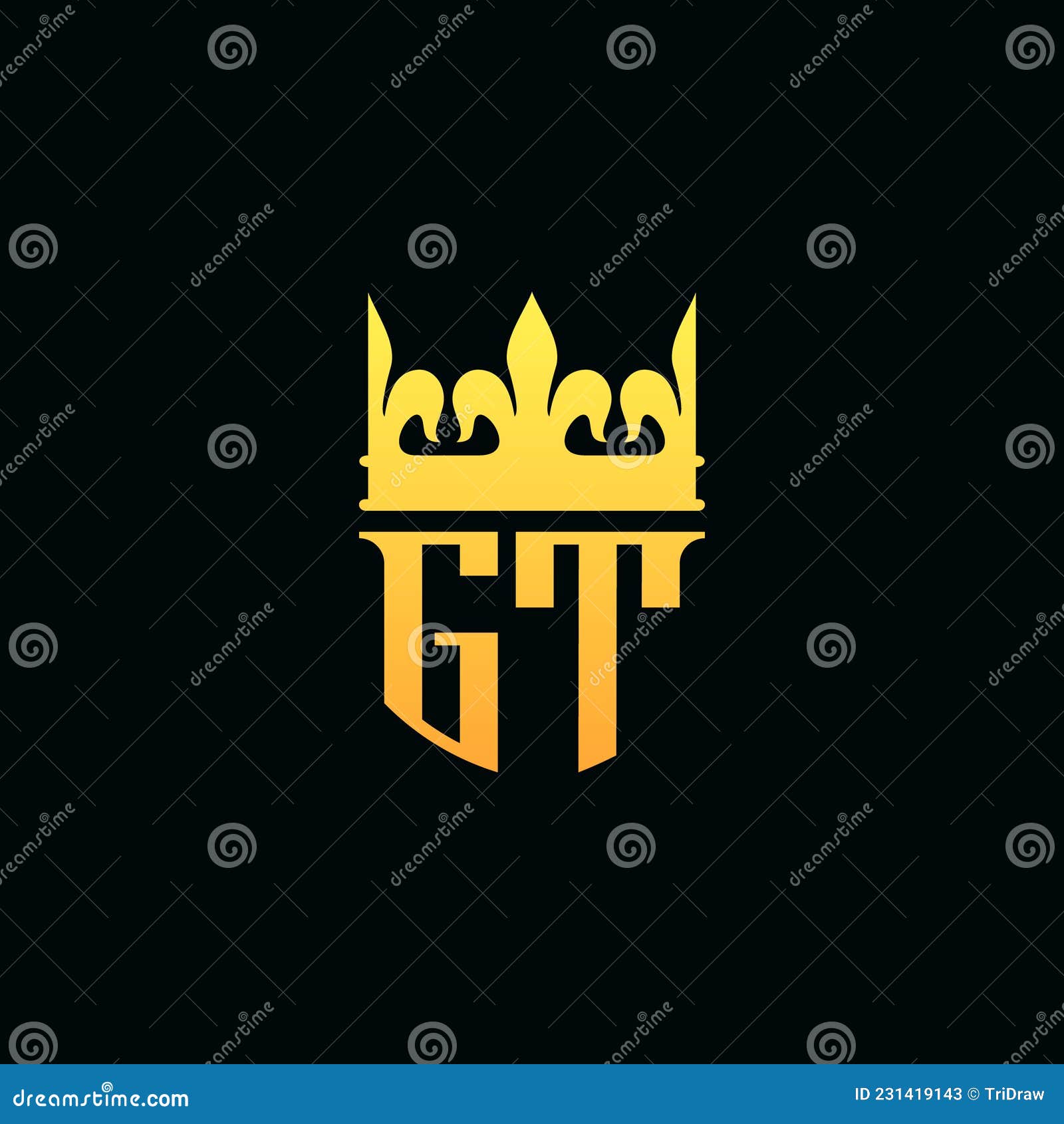 Initial Letters GT Logo Monogram Emblem Style with Crown Stock Vector ...