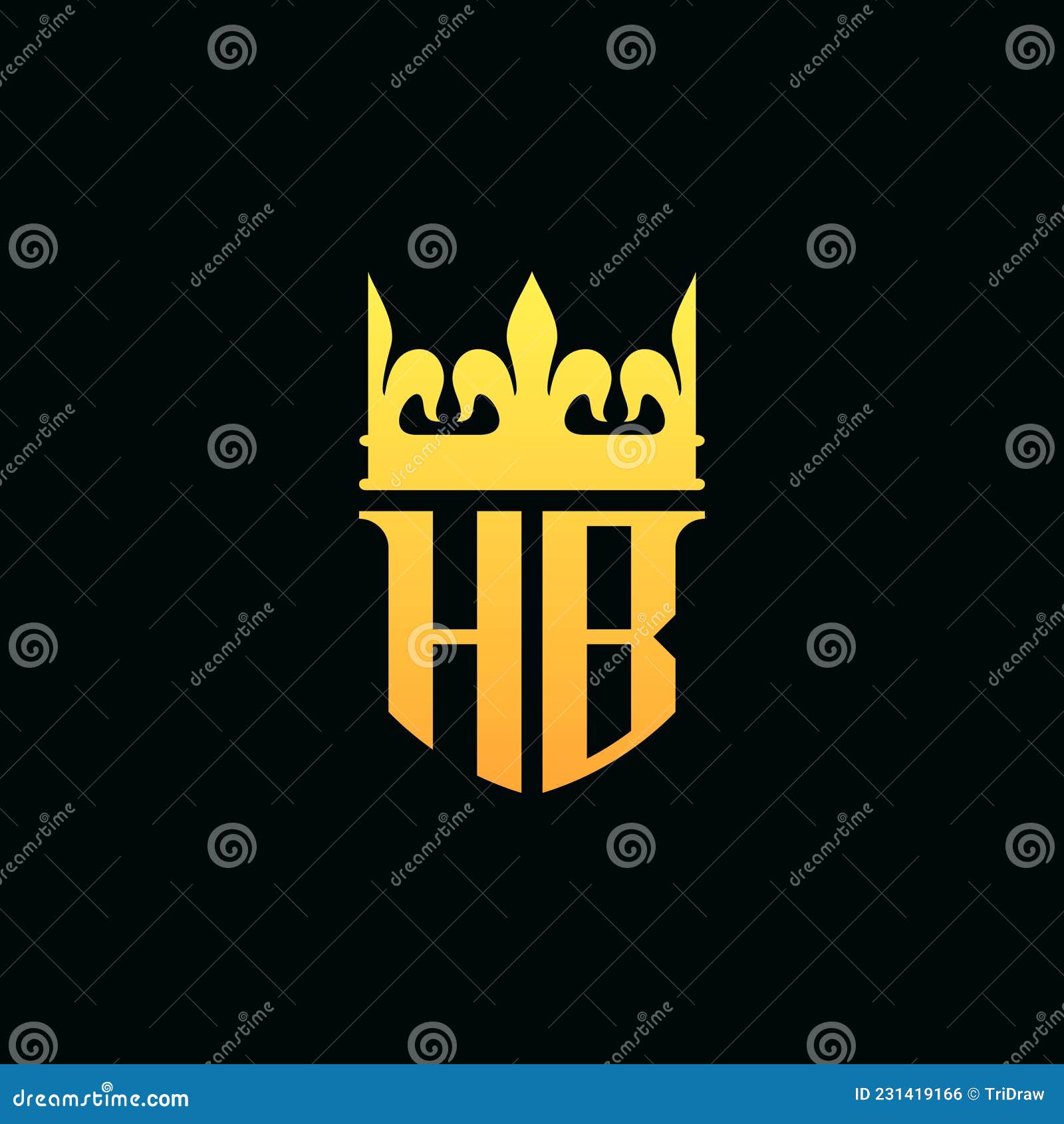Initial Letters HB Logo Monogram Emblem Style with Crown Stock Vector ...