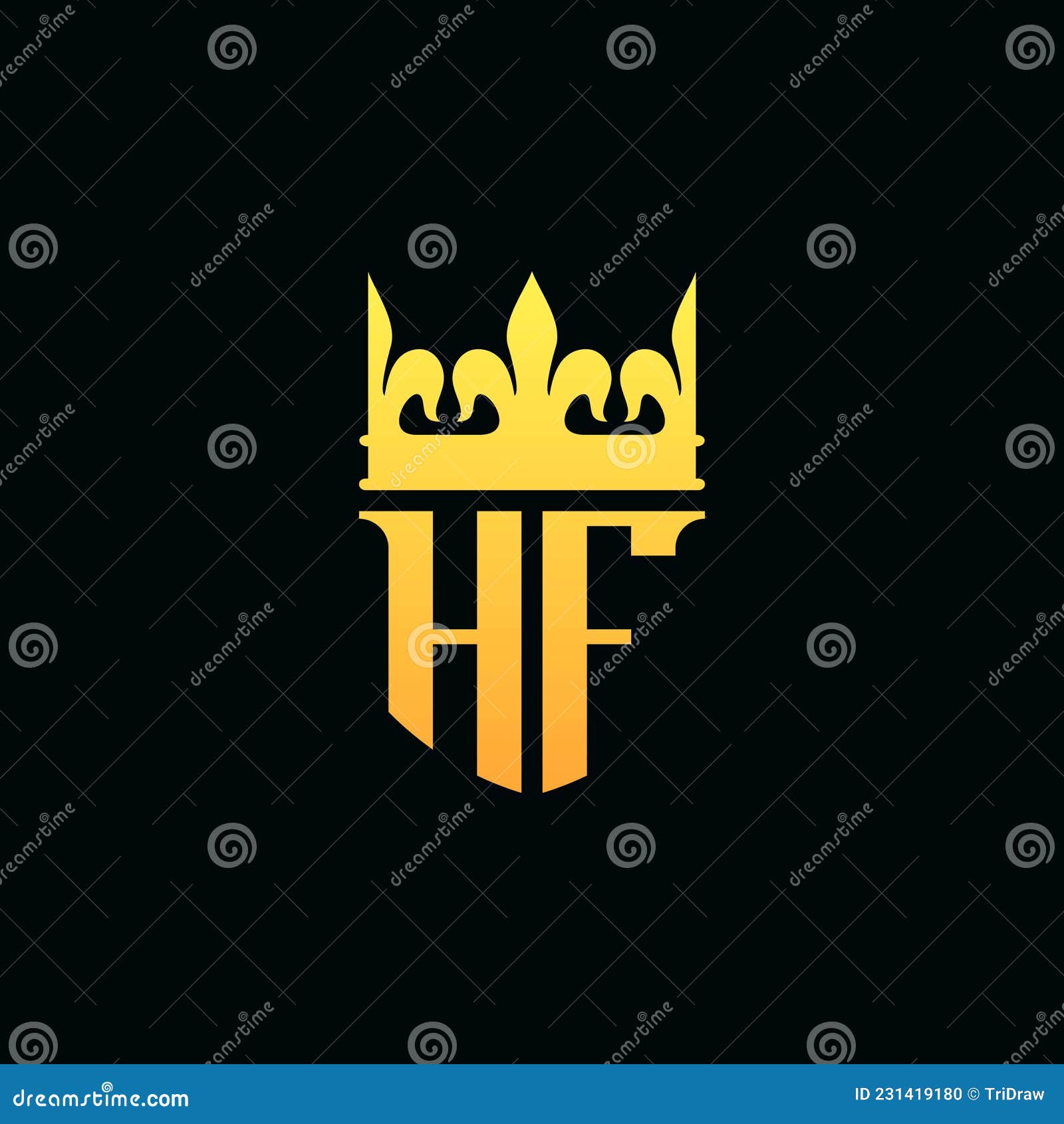 Initial Letters HF Logo Monogram Emblem Style with Crown Stock Vector ...