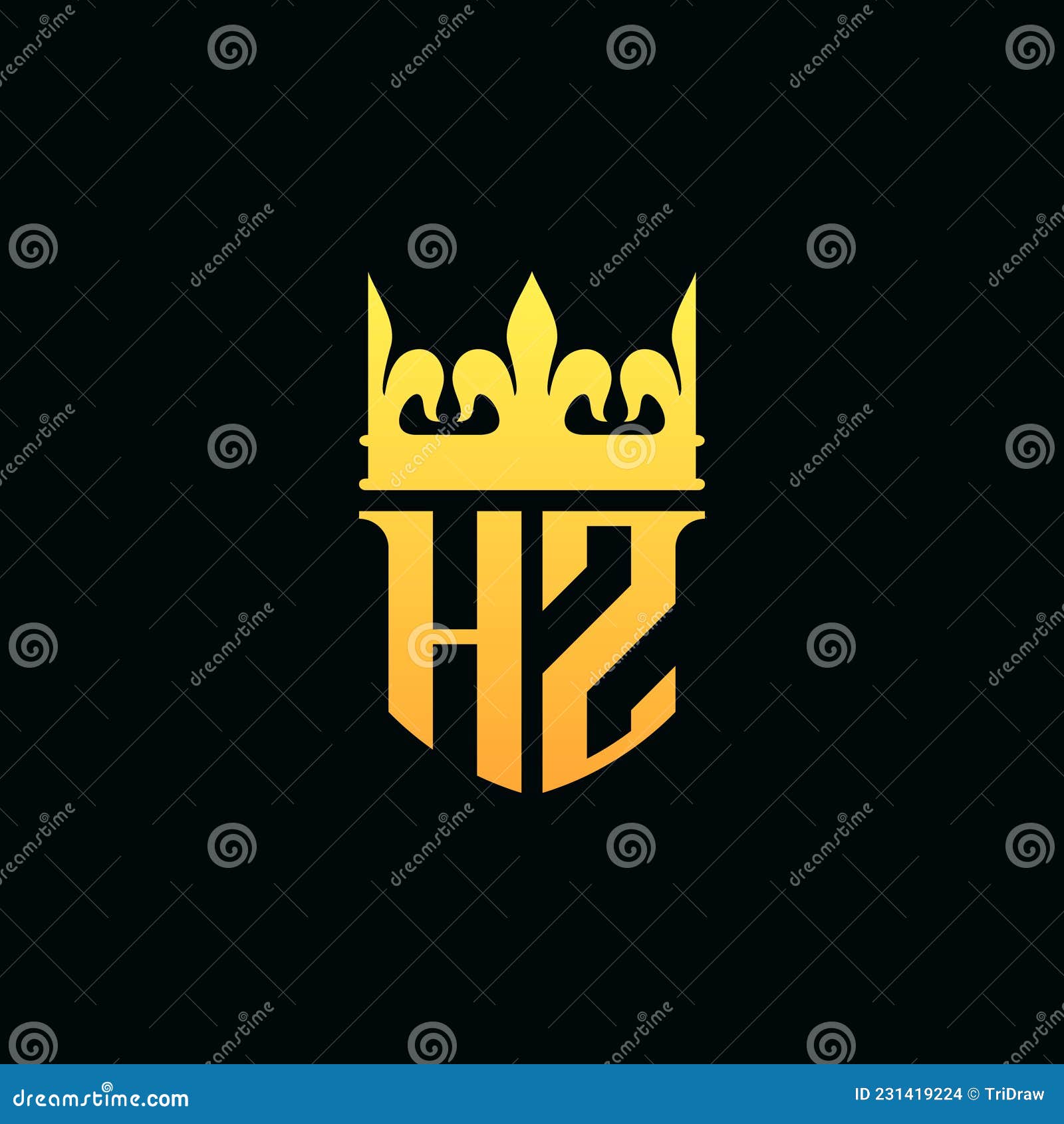 Initial Letters HZ Logo Monogram Emblem Style with Crown Stock Vector ...