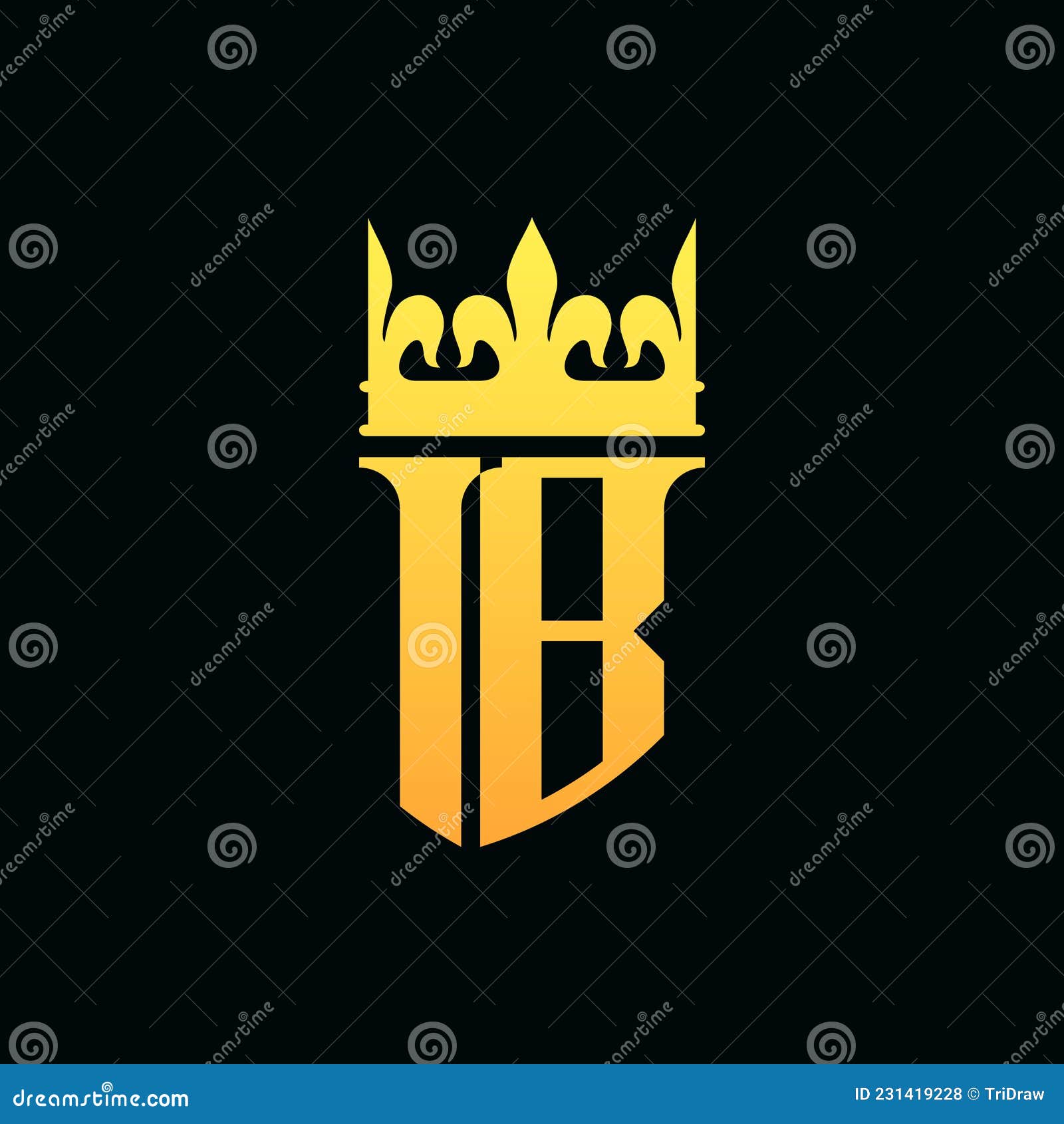 Initial Letters IB Logo Monogram Emblem Style with Crown Stock Vector ...