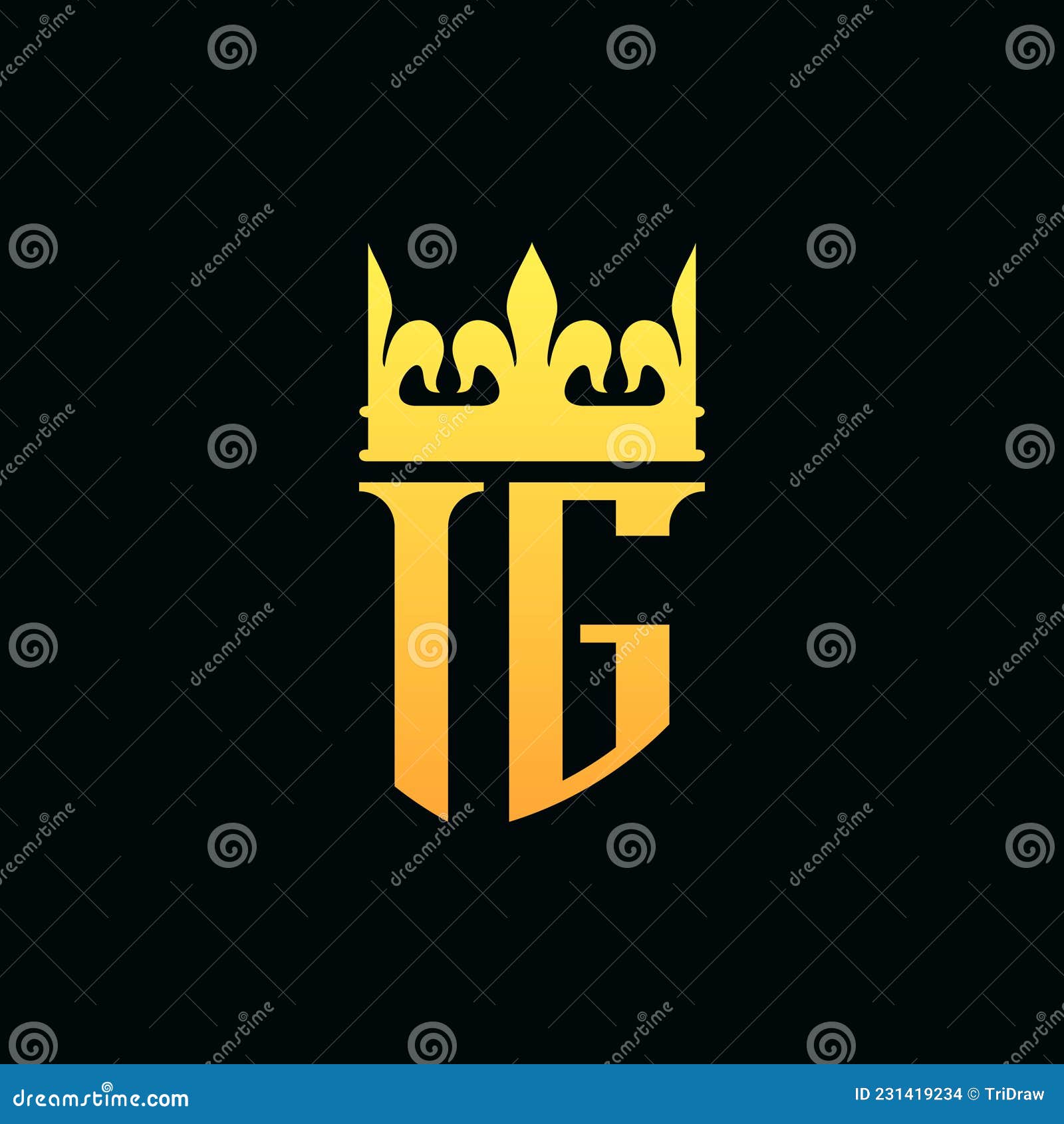 Initial Letters IG Logo Monogram Emblem Style with Crown Stock Vector ...